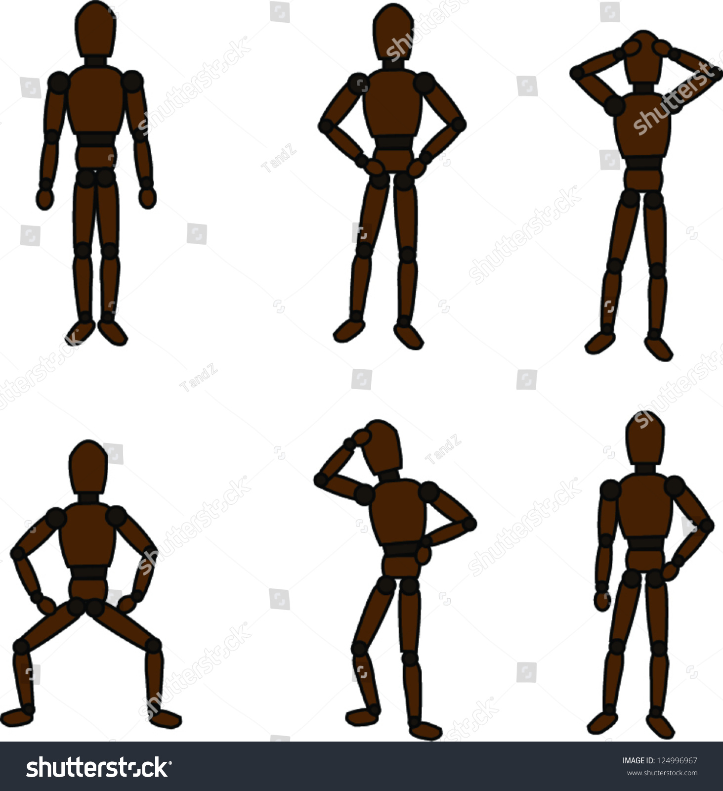 Wooden Figure Stock Vector (Royalty Free) 124996967 | Shutterstock