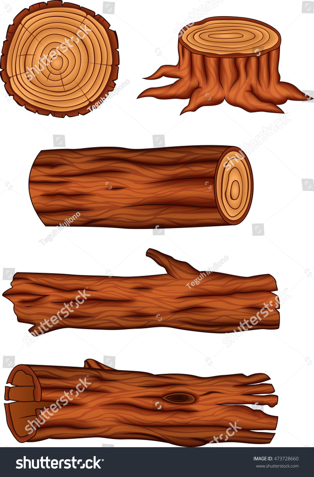 Wooden Log Collection Set Stock Vector (Royalty Free) 473728660