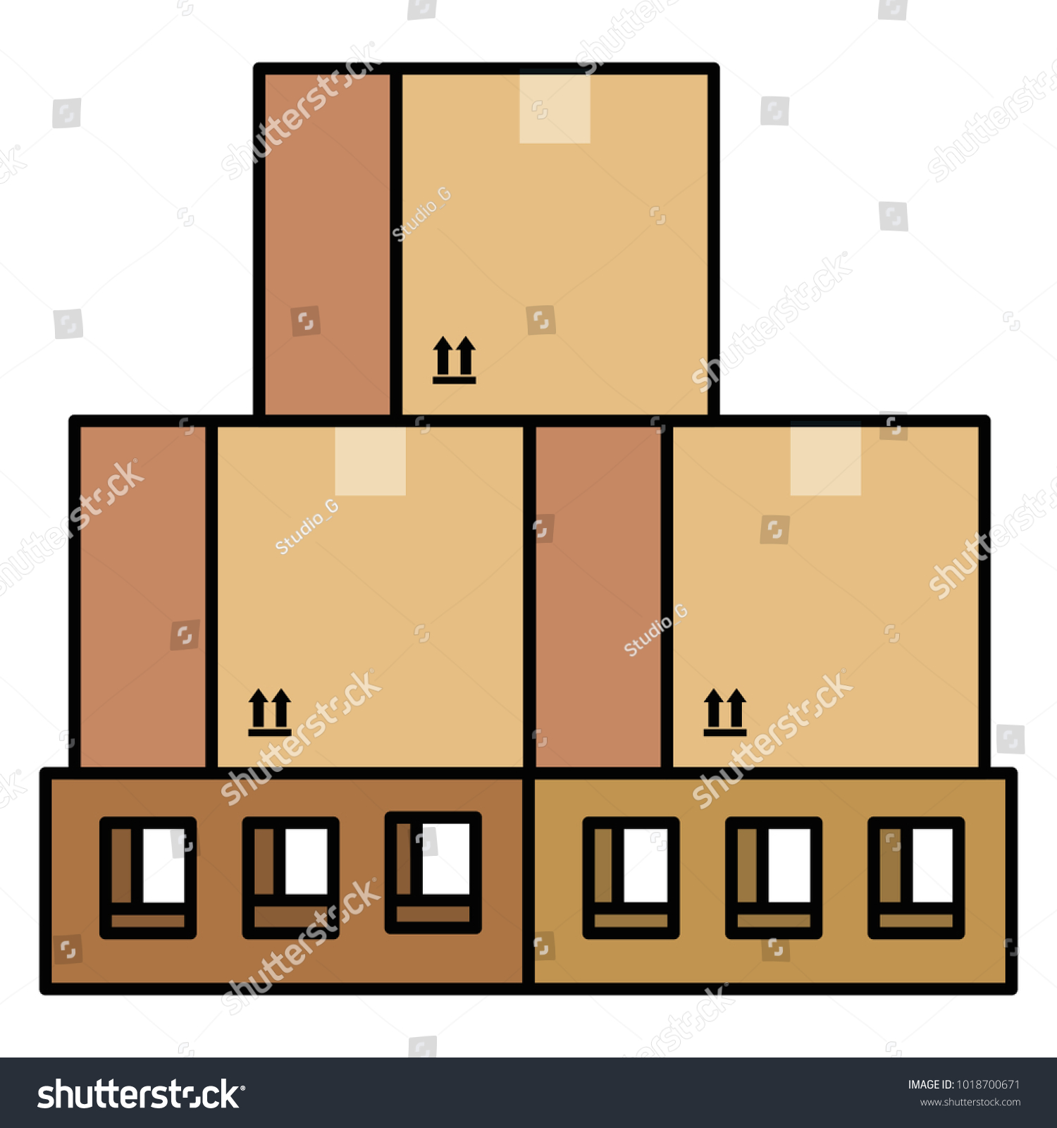 Vektor Stok Wooden Pallets Warehouse Boxes (Tanpa Royalti) 1018700671 ...