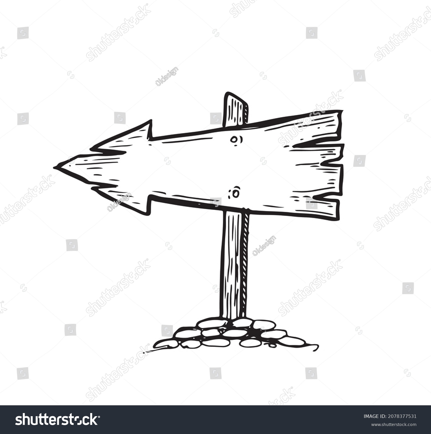 Wooden Pointer Hand Drawn Illustration Stock Vector (Royalty Free ...
