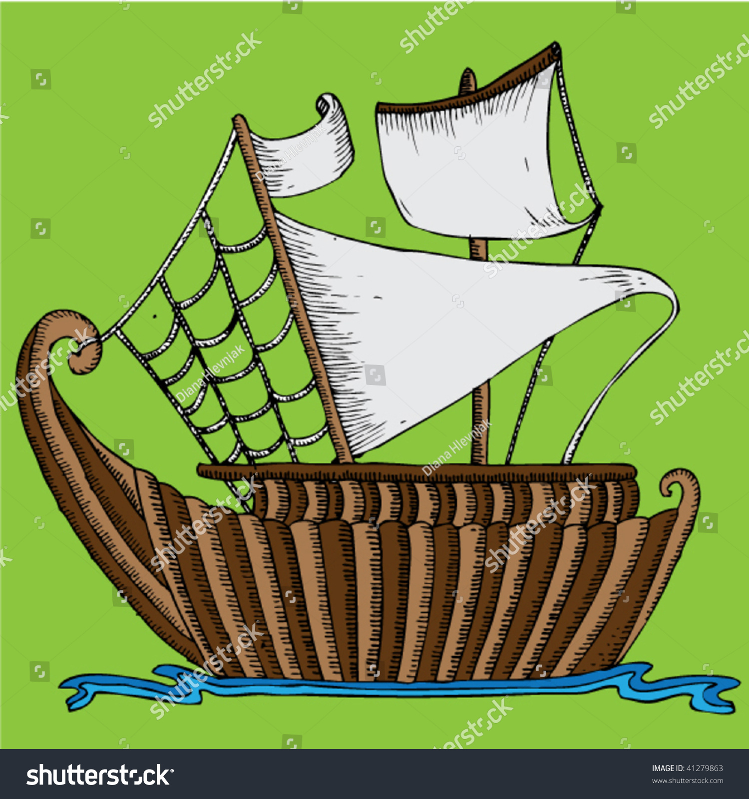 Wooden Ship Stock Vector Illustration 41279863 : Shutterstock
