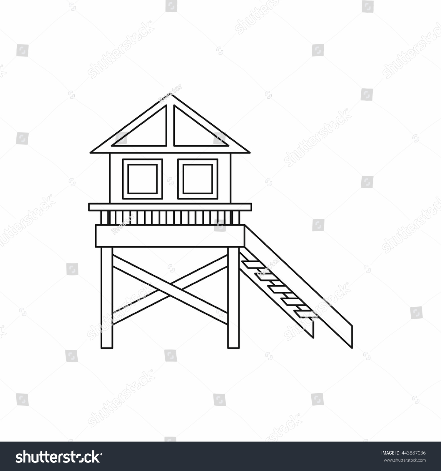 Wooden Stilt House Icon Outline Style Stock Vector (Royalty Free) 443887036 Wooden Stilt House Icon Outline Style Stock Vector (Royalty Free) 443887036