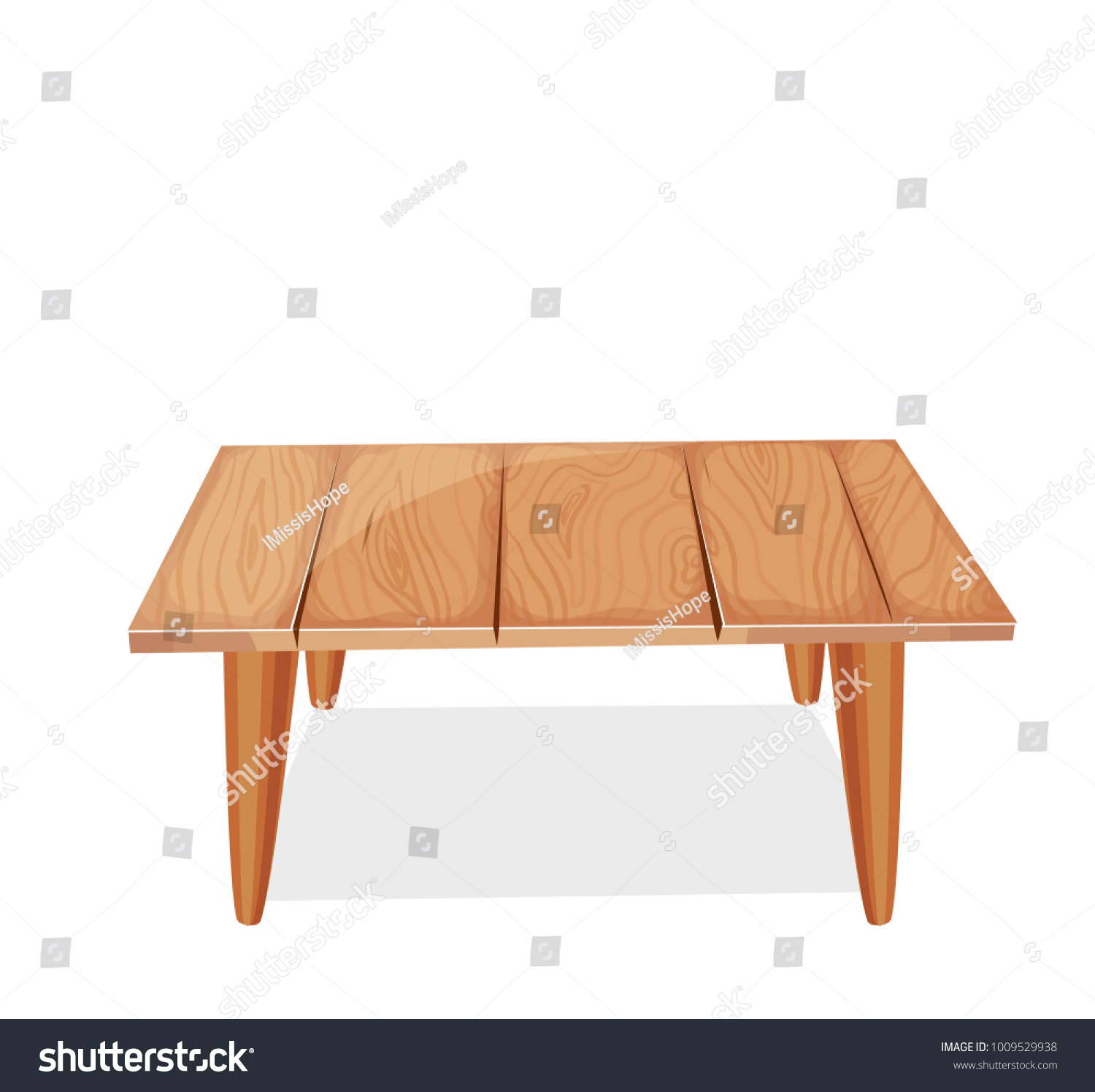 Wooden Table Vector Clipart: vector de stock (libre de regalías) 1009529938