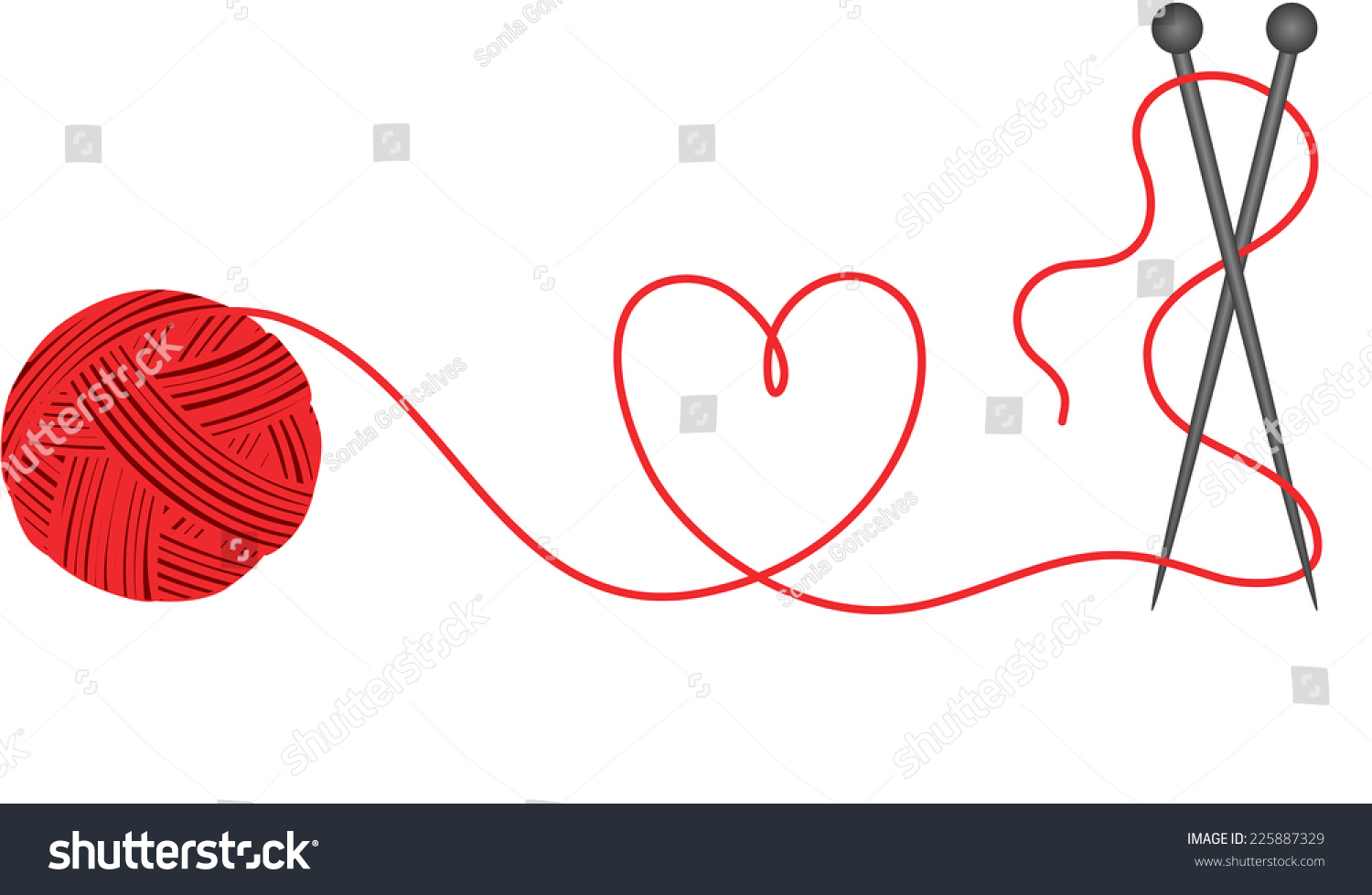 Wool Knitting Heart Shape Stock Vector 225887329 - Shutterstock