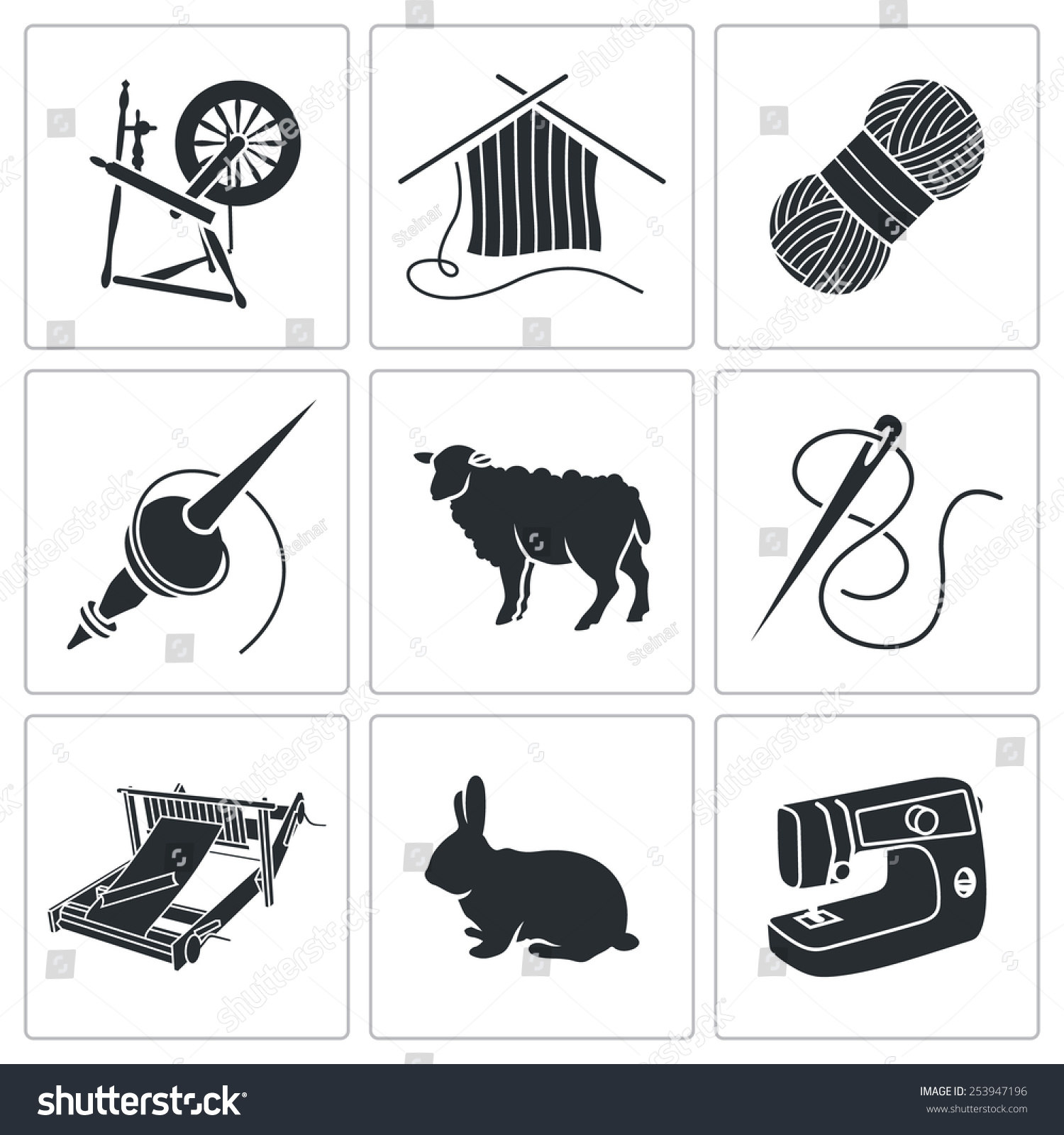 Wool Knitting Vector Icons Set Stock Vector (Royalty Free) 253947196 ...