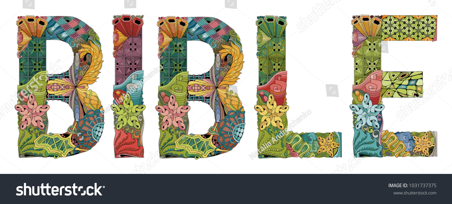 Word Bible Vector Decorative Zentangle Object: vector de stock (libre ...