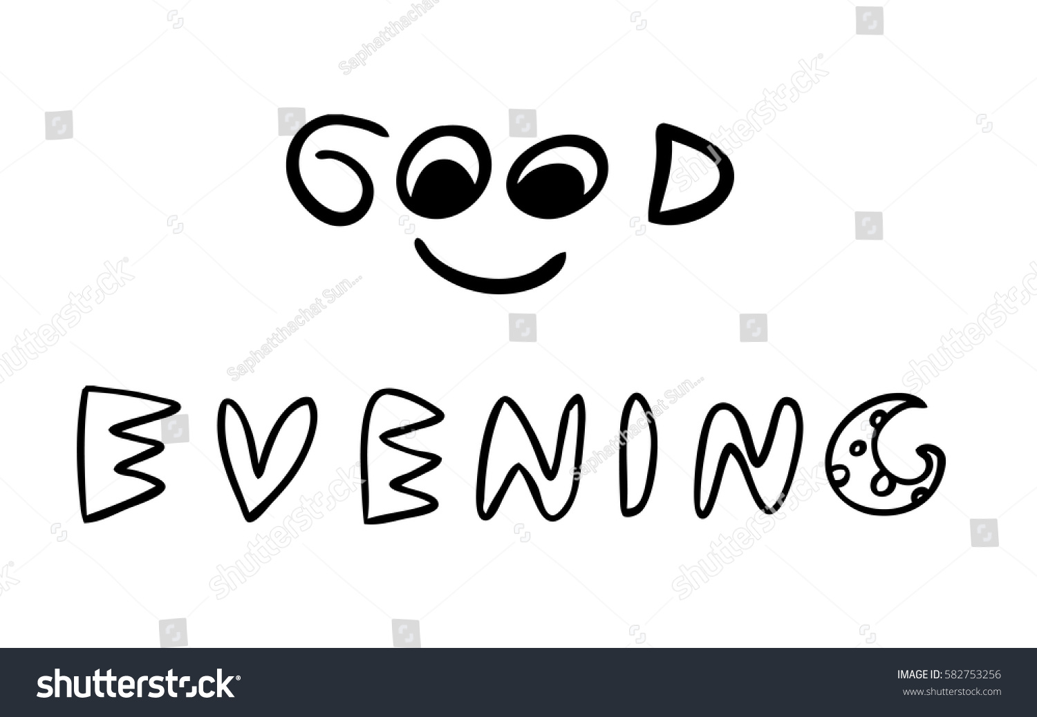 Word Design Good Evening Stock Vector (Royalty Free) 582753256 ...