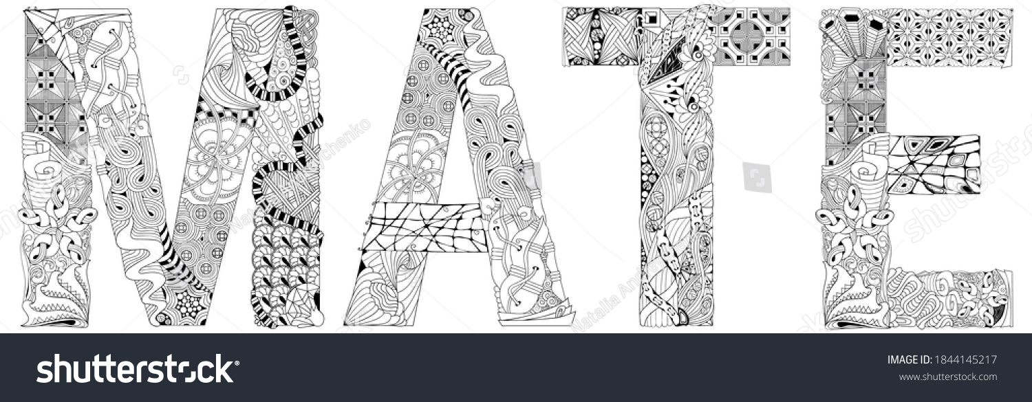 Word Mate Vector Decorative Zentangle Object Stock Vector (Royalty Free ...