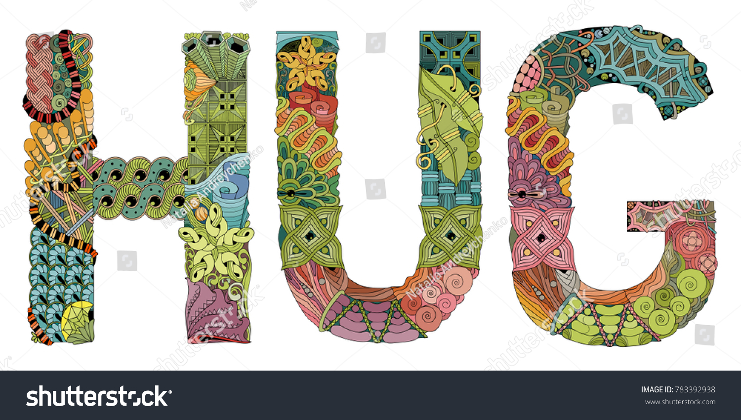 Words Hug Vector Decorative Zentangle Object Stock Vector (Royalty Free ...