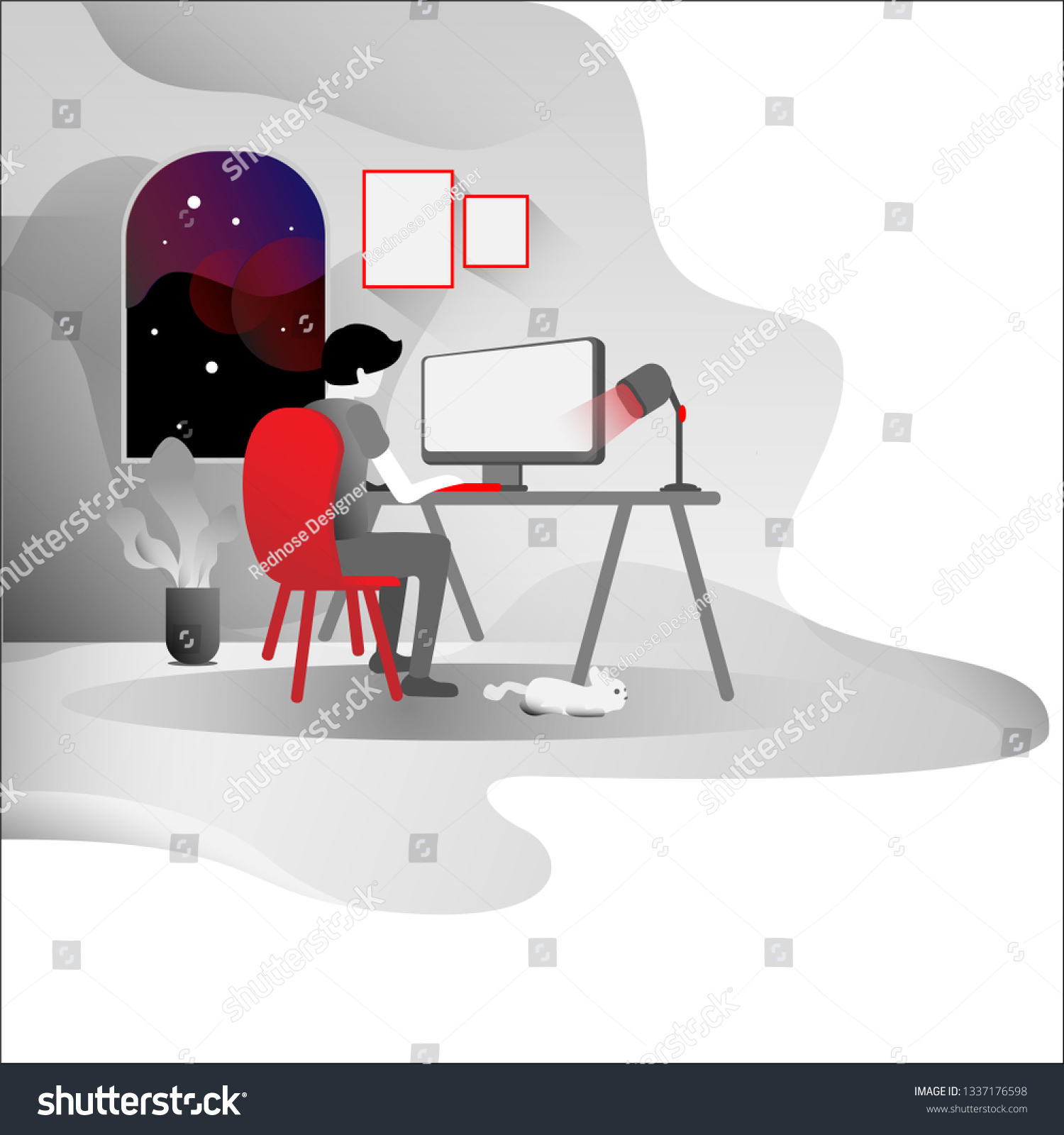Work Custom Illustration Flat Design Simple Stock Vector (Royalty Free ...