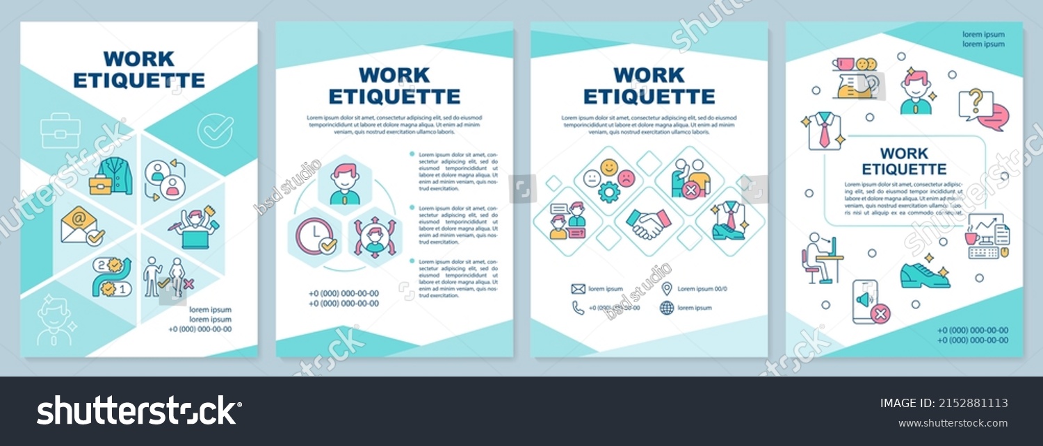 Work Etiquette Brochure Template Workplace Ethical Stock Vector ...