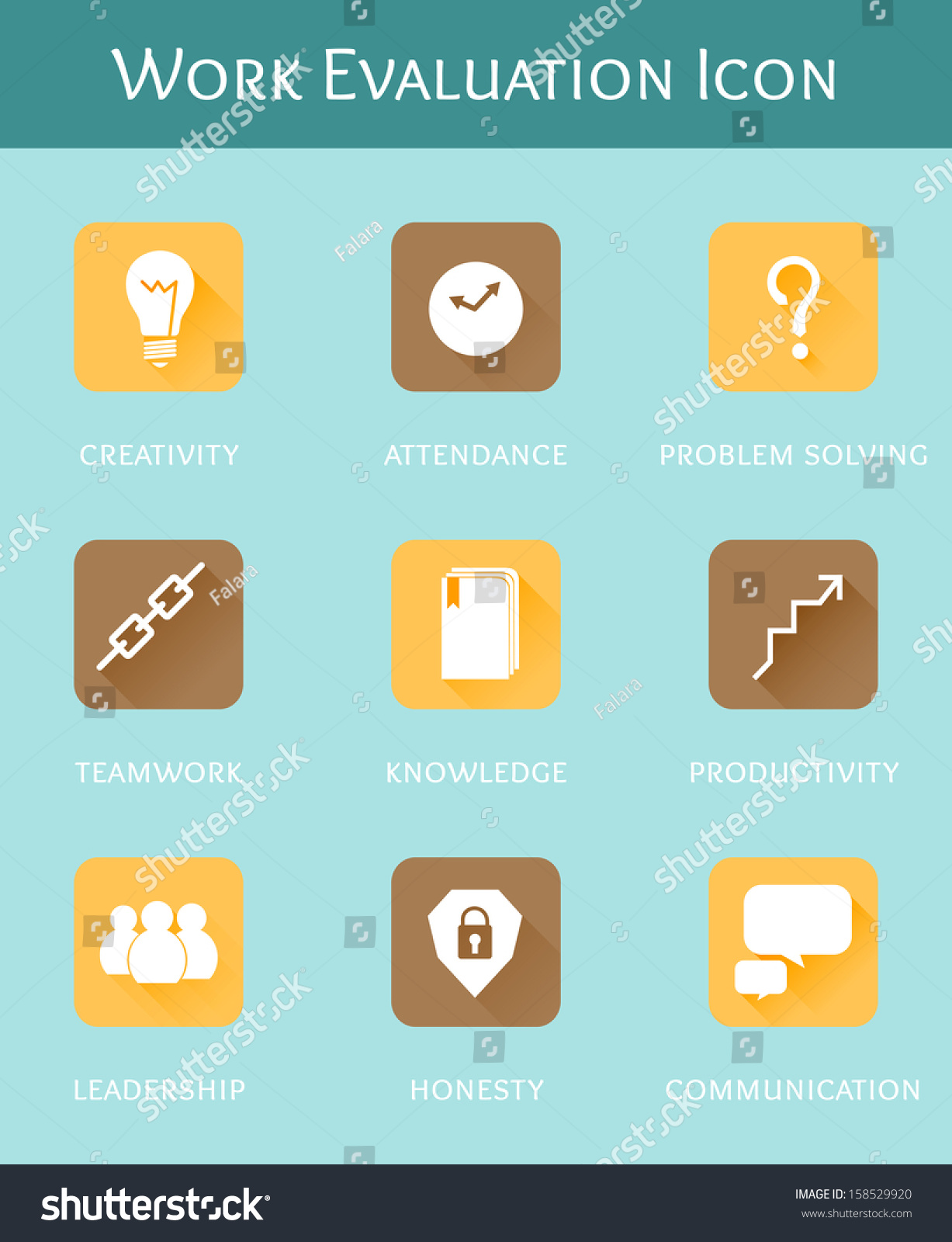 Work Evaluation Business Concept Flat Icon Stock Vector (Royalty Free ...