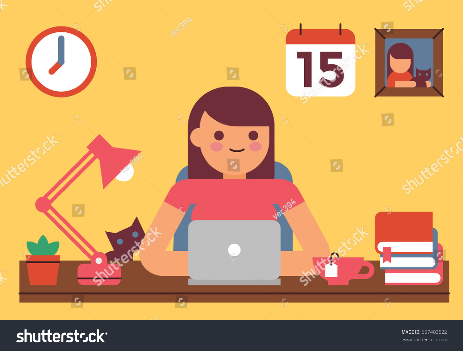 Work Home Stock Vector (Royalty Free) 657403522