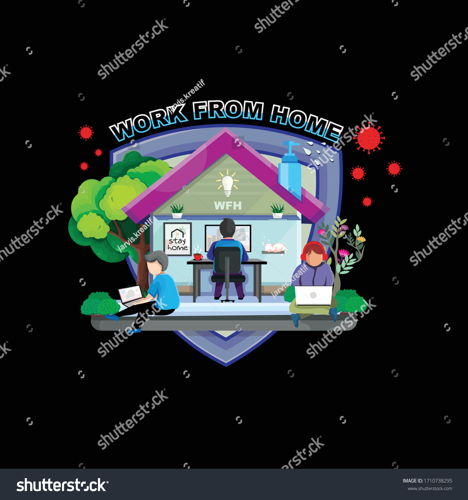 Work Home Flat Design Vector Stock Vector (Royalty Free) 1710738295 ...
