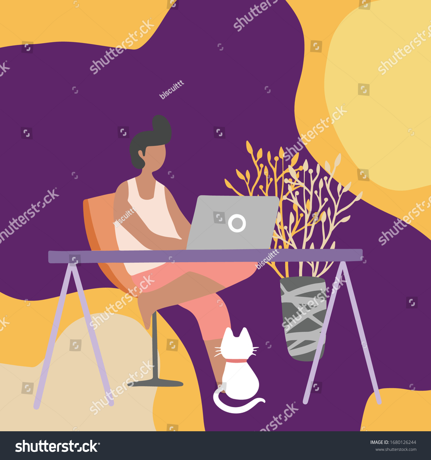 Work Home Vector Illustration Flat Images Stock Vector (Royalty Free ...