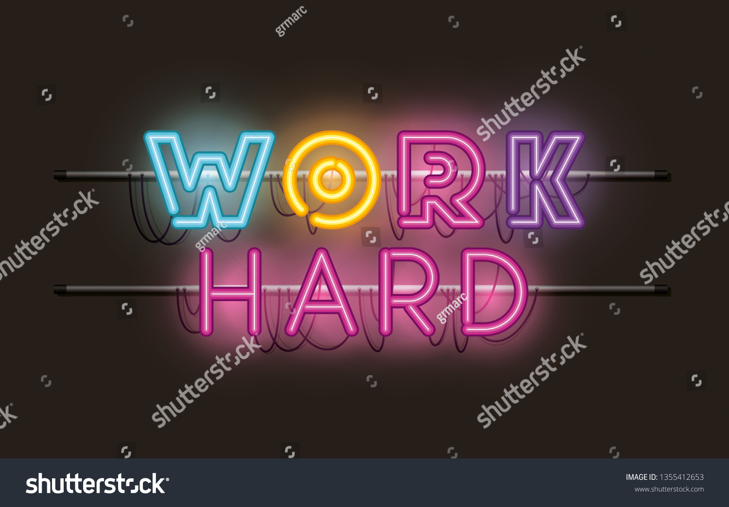 Work Hard Fonts Neon Lights Stock Vector (Royalty Free) 1355412653 ...