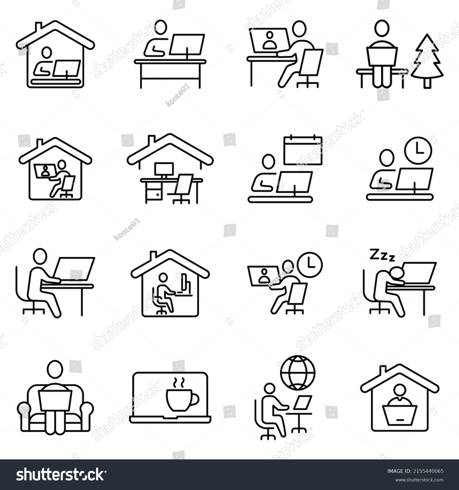 Work Place Icons Set Work Place Stock Vector (Royalty Free) 2155440065 ...