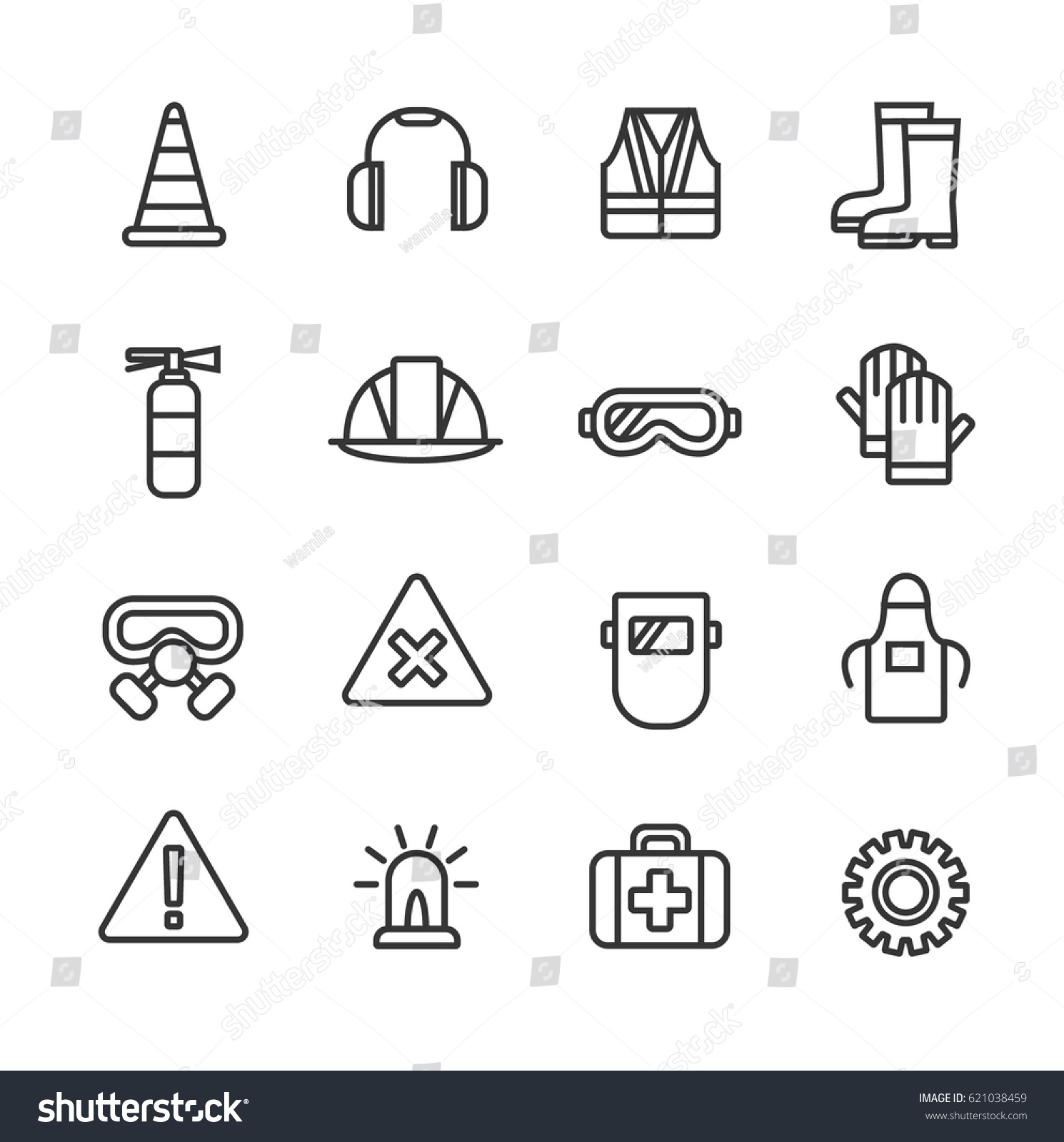 Work Safety Line Icon Set Stock Vector (Royalty Free) 621038459 ...