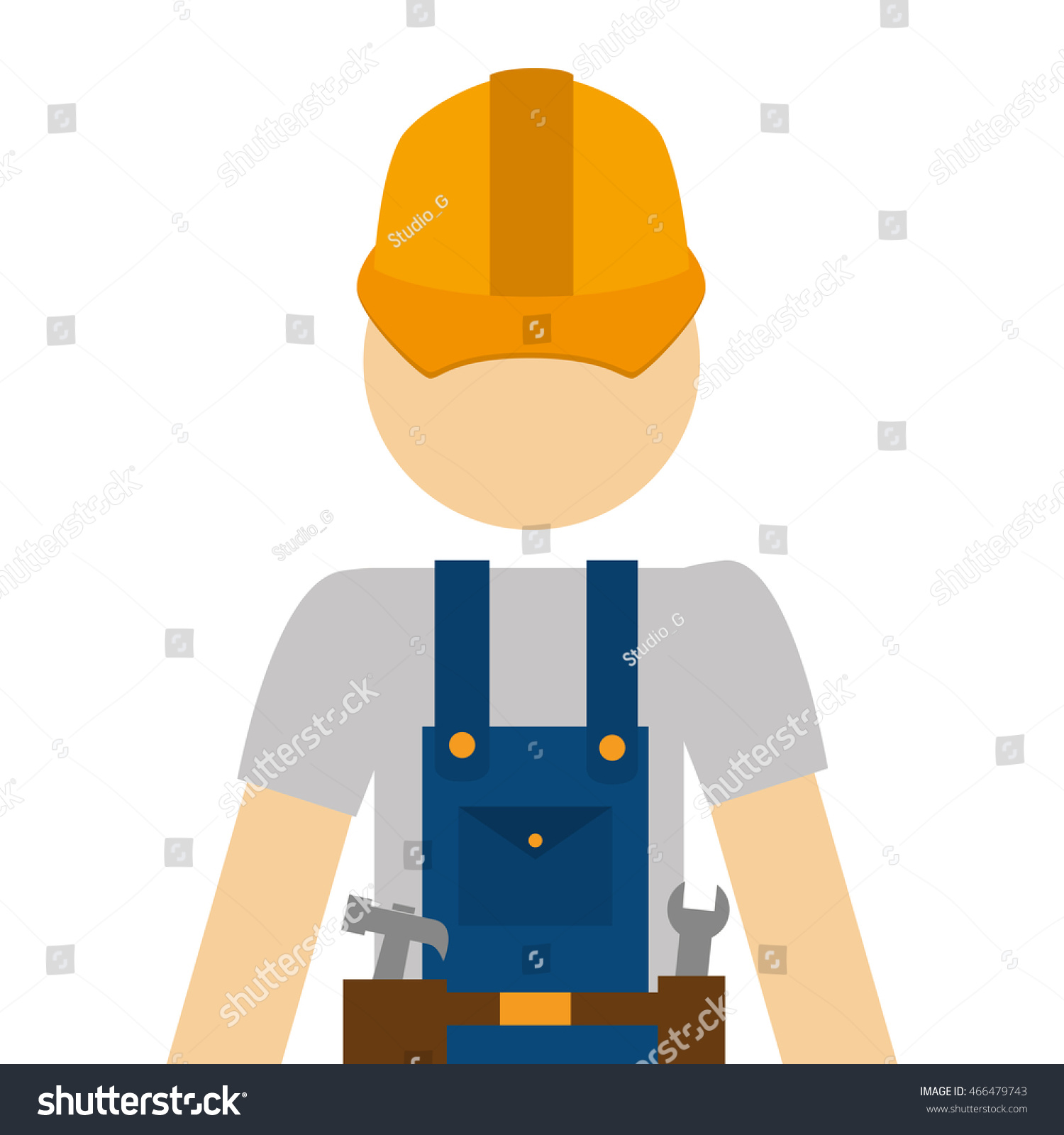 Worker Construction Male Isolated Flat Icon Stock Vector (Royalty Free ...