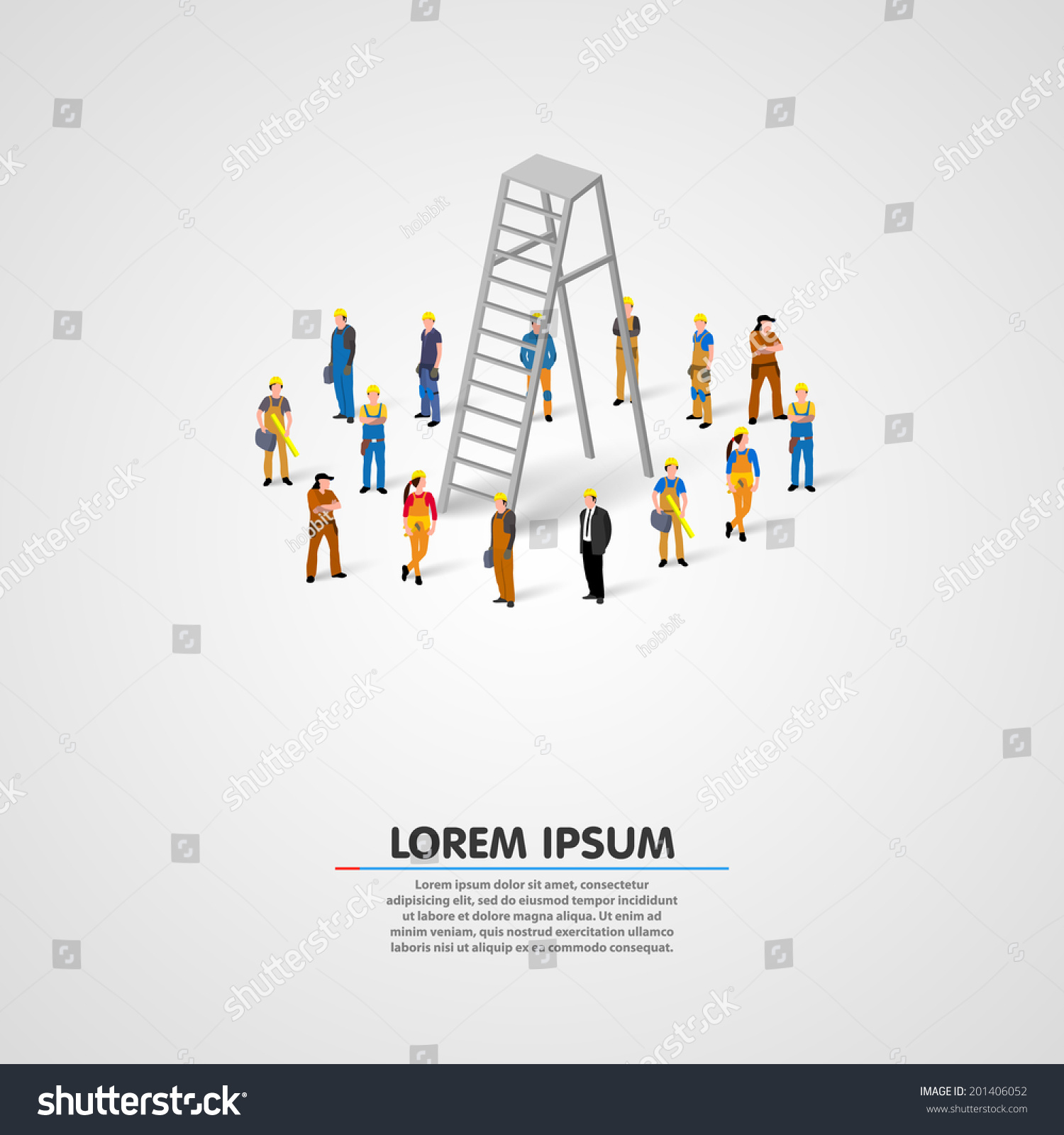 Worker Group Ladder Vector Illustration Stock Vector (Royalty Free ...