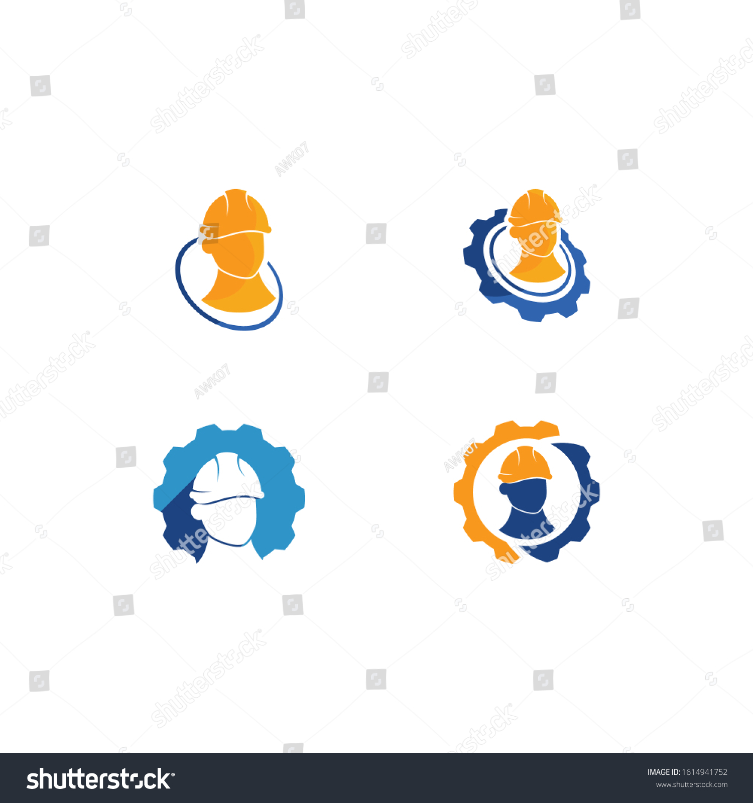 Worker Logo Vector Illustration Flat Design Stock Vector (Royalty Free ...