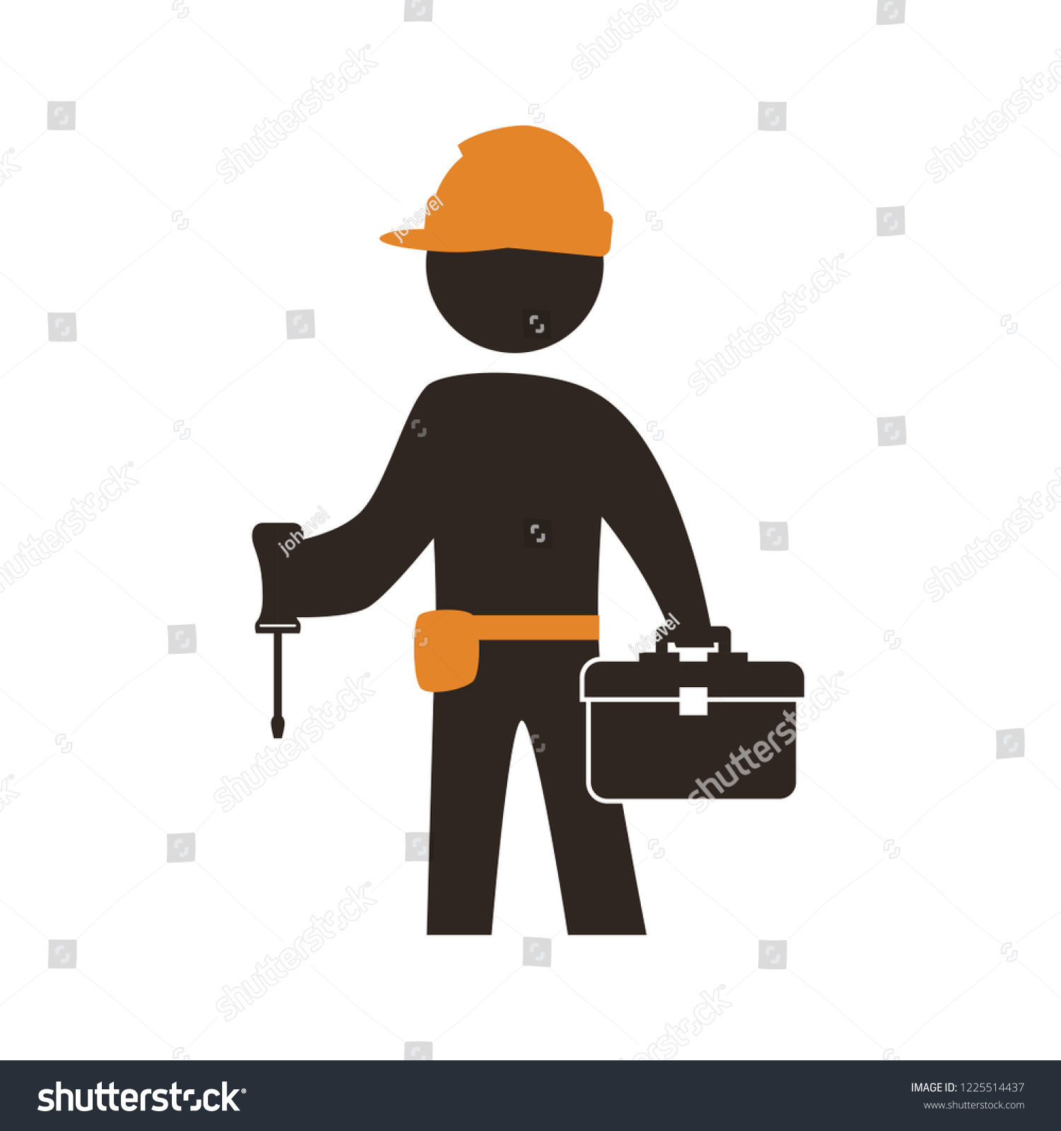 Worker Mechanic Toolbox Silhouette Stock Vector (Royalty Free ...