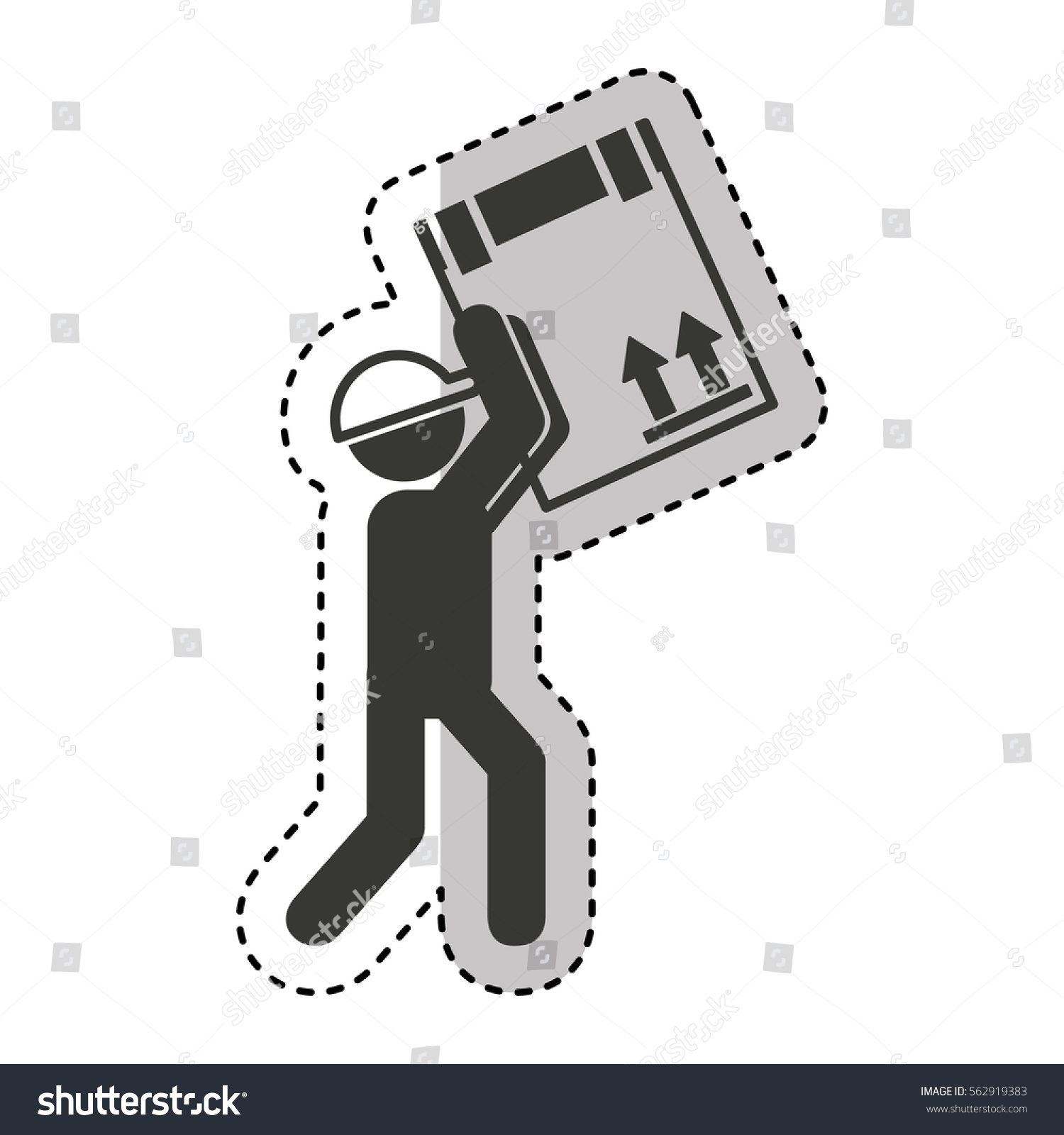 Worker Silhouette Lifting Box Vector Illustration Stock Vector (Royalty ...