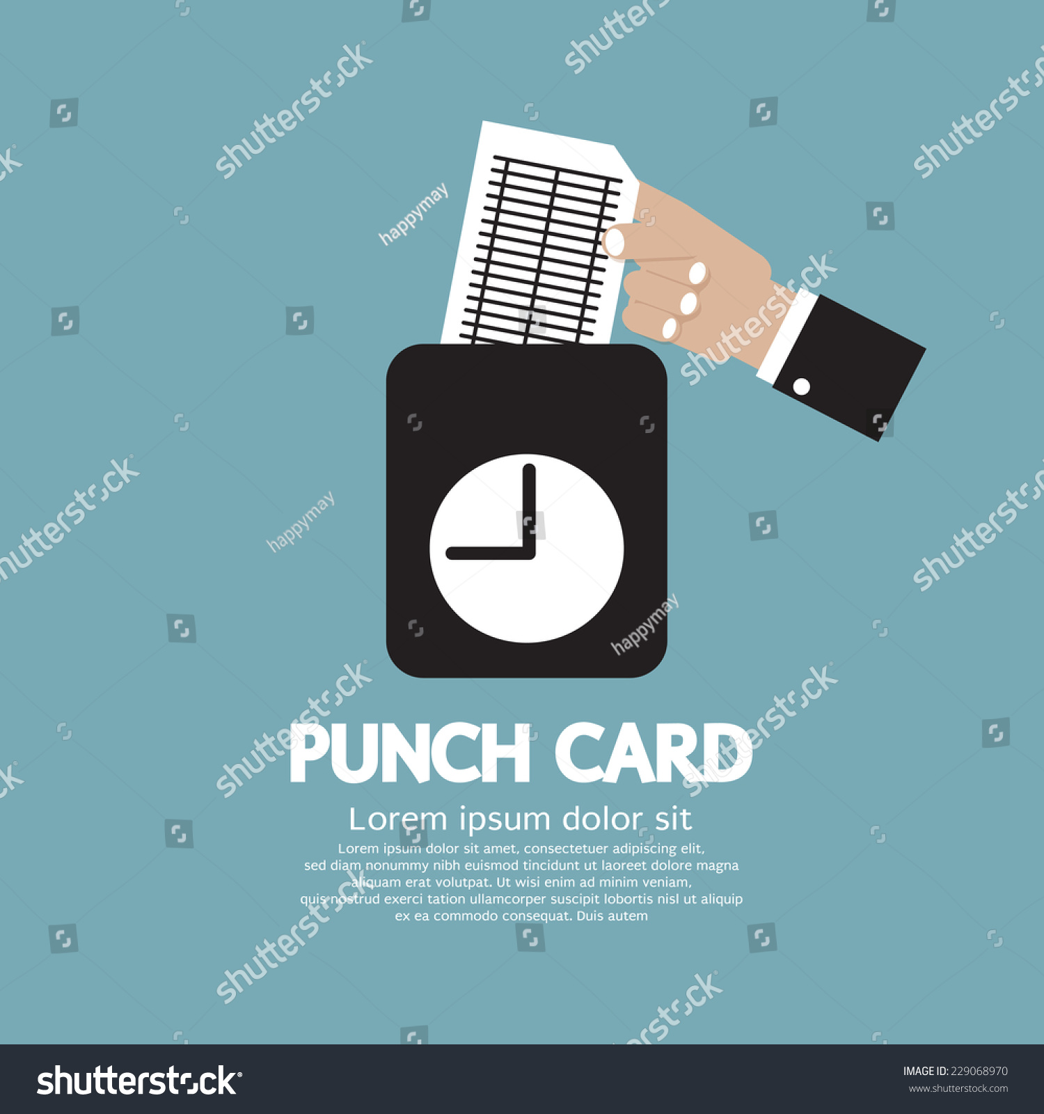 Worker Using Punch Card Time Check Stock Vector 229068970 - Shutterstock