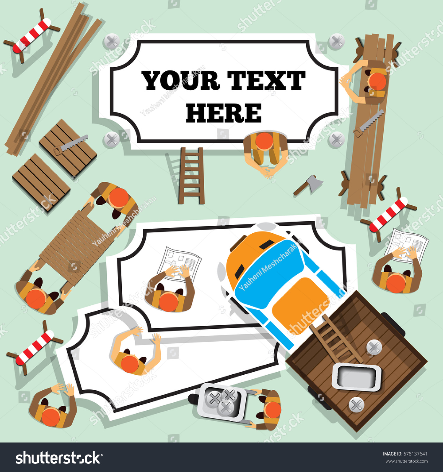 Workers Attach Labels View Above Vector Stock Vector (Royalty Free ...