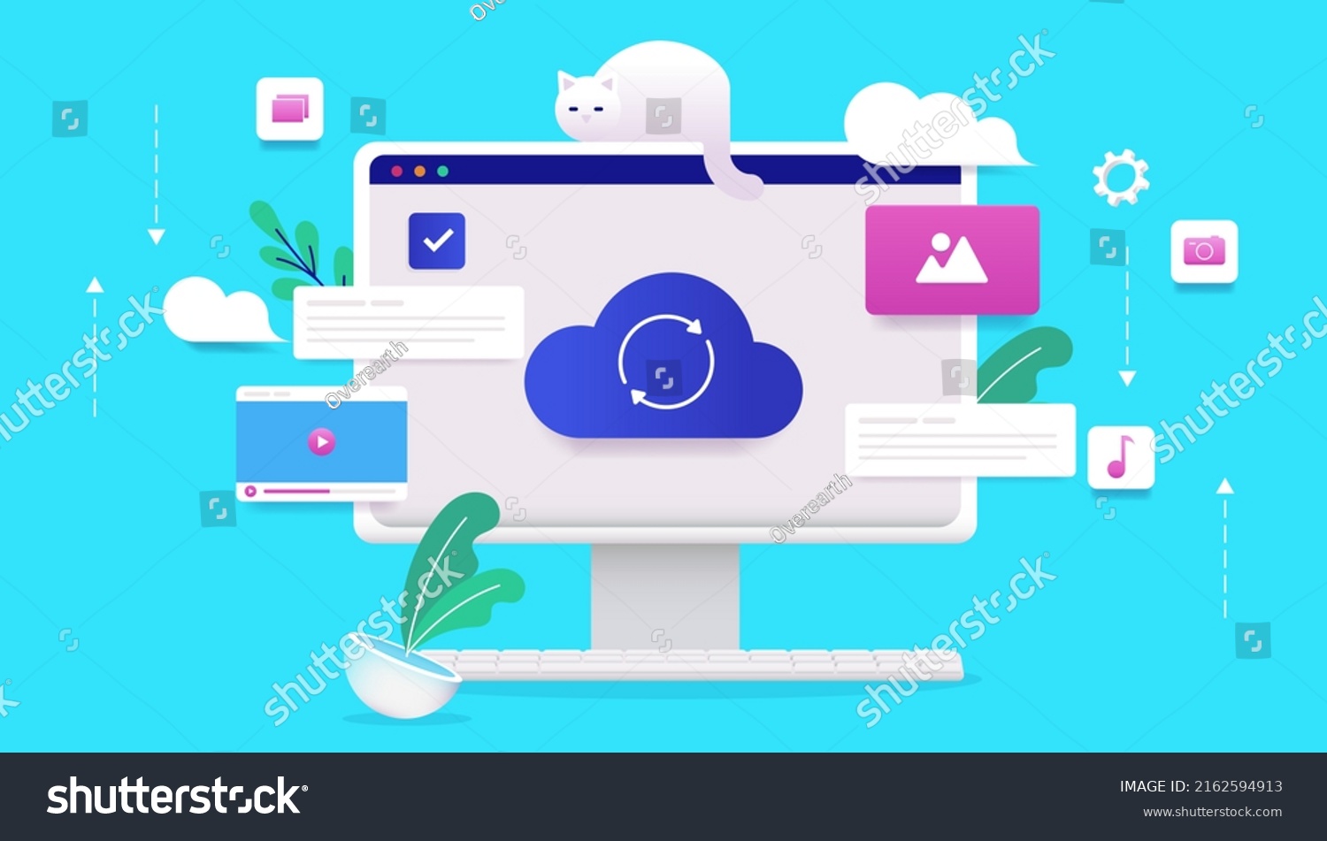 Working Cloud Computer Using Cloud Service Stock Vector (Royalty Free ...