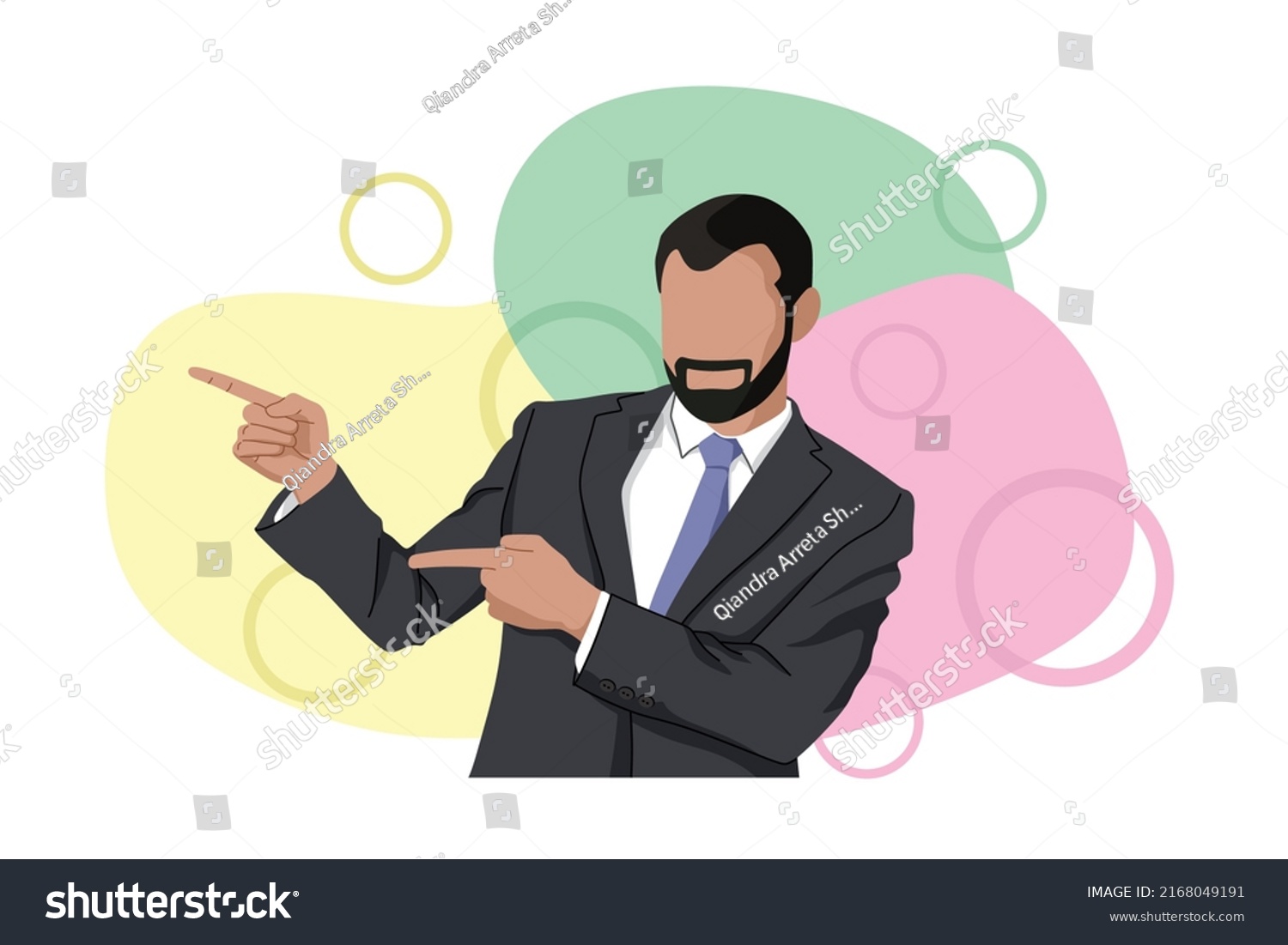 Working Man Pointing Two Hands Side Stock Vector (Royalty Free ...