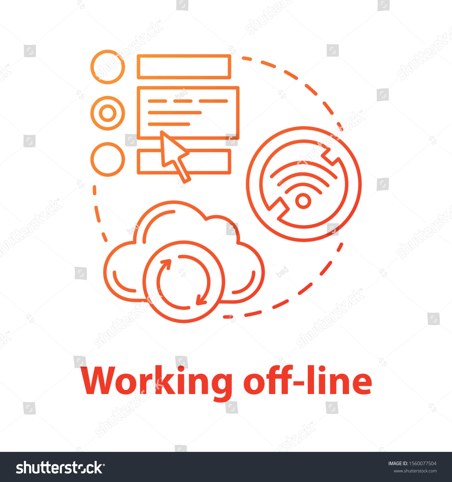Working Offline Concept Icon Software Development Stock Vector (Royalty ...