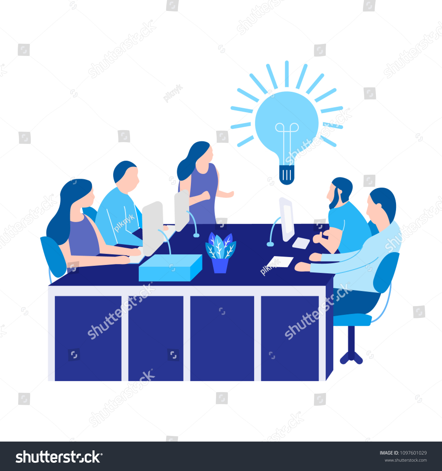 Working On Desk Vector Flat Illustration Stock Vector (Royalty Free ...