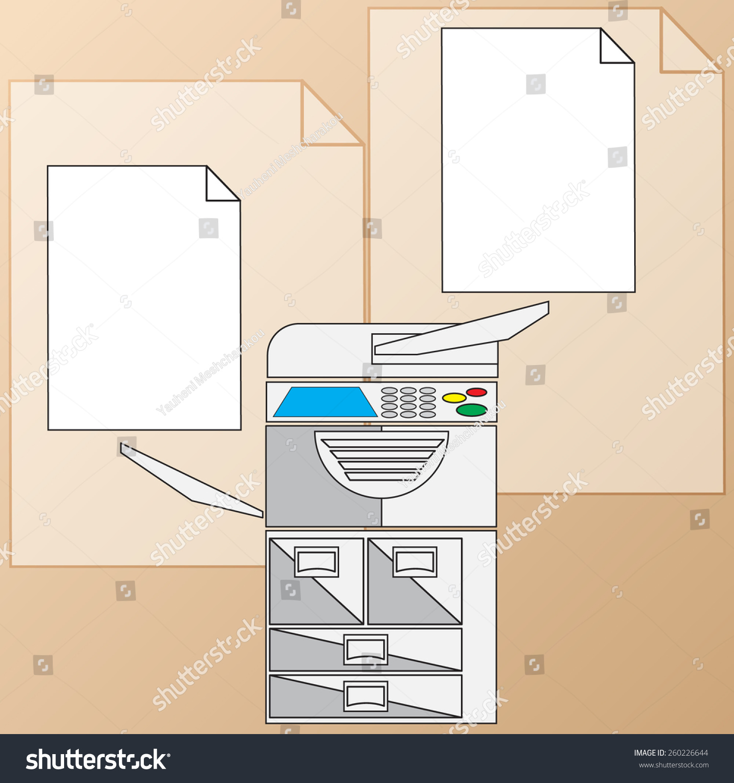 Working Photocopier Machine Vector Illustration Stock Vector (Royalty ...