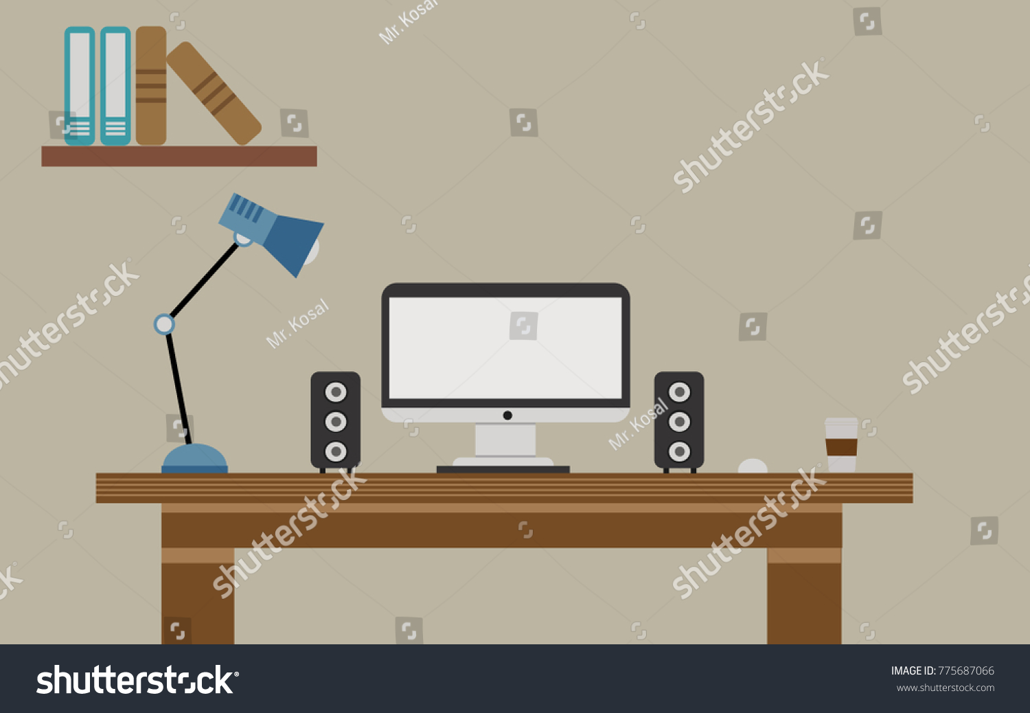 Working Space Setup Home Working Desk Stock Vector (Royalty Free ...