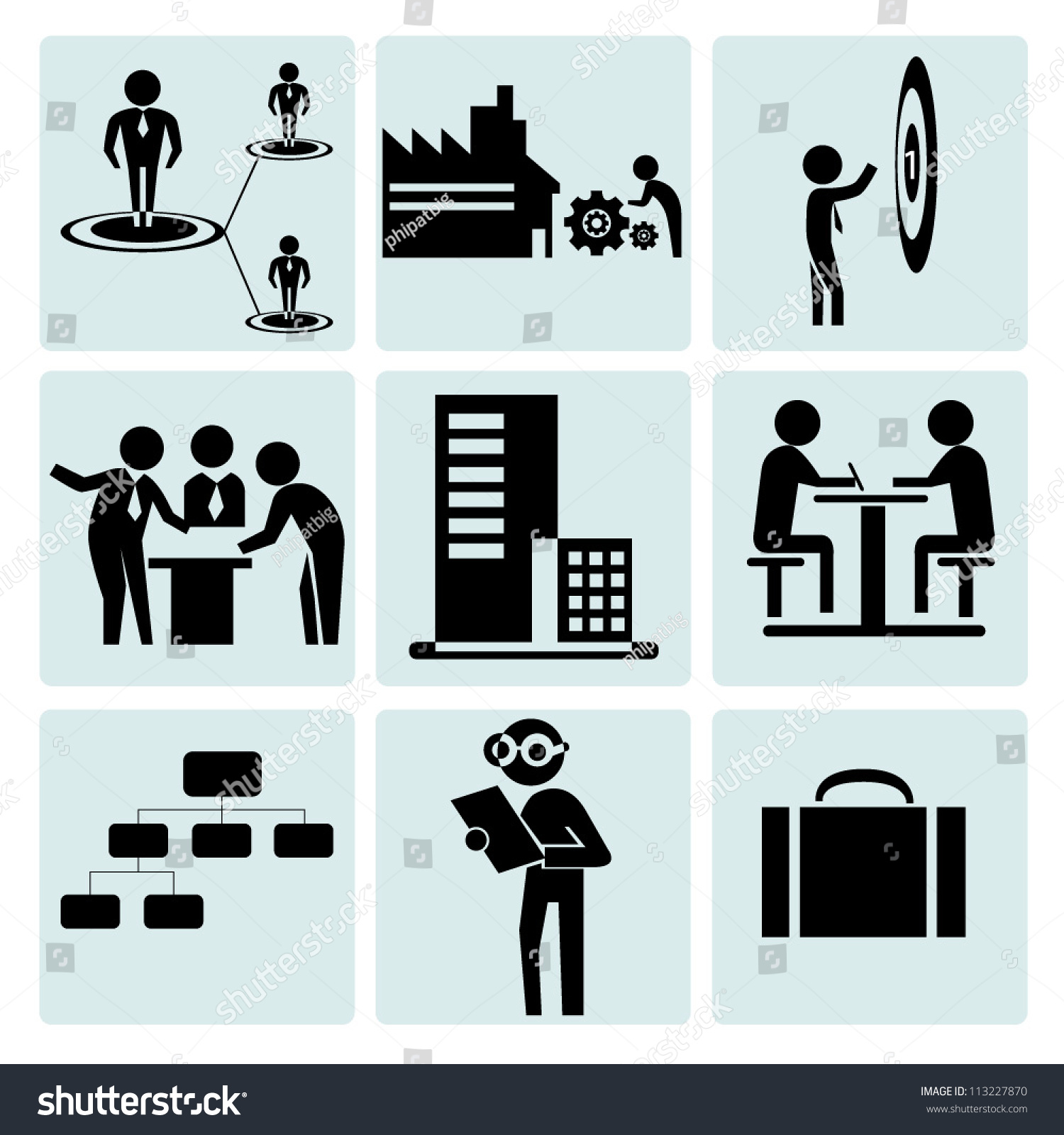 Vektor Stok Working Task Operation Business Management Icon (Tanpa ...
