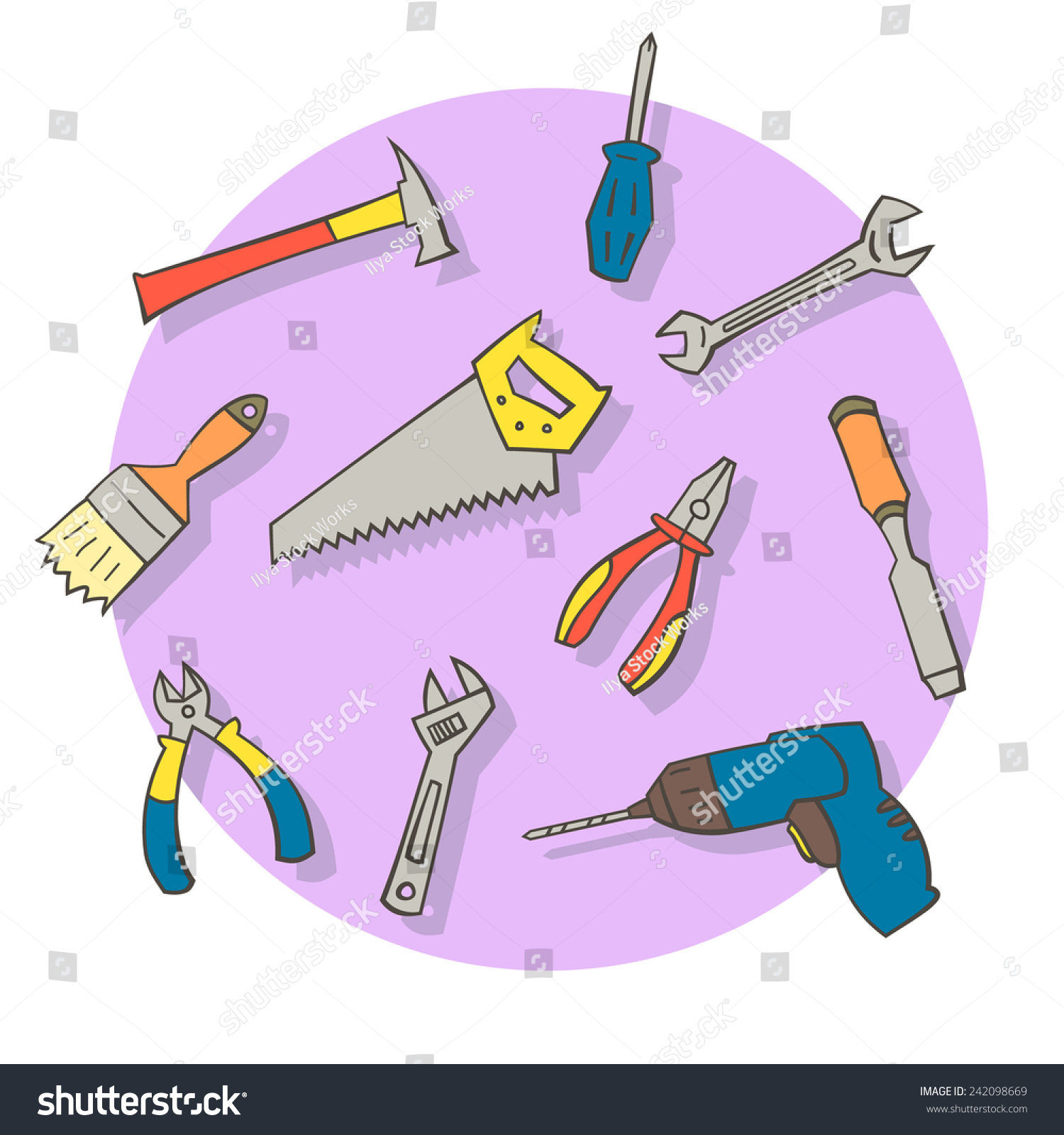 Working Tools Cartoon Vector Icons Set Stock Vector (Royalty Free ...