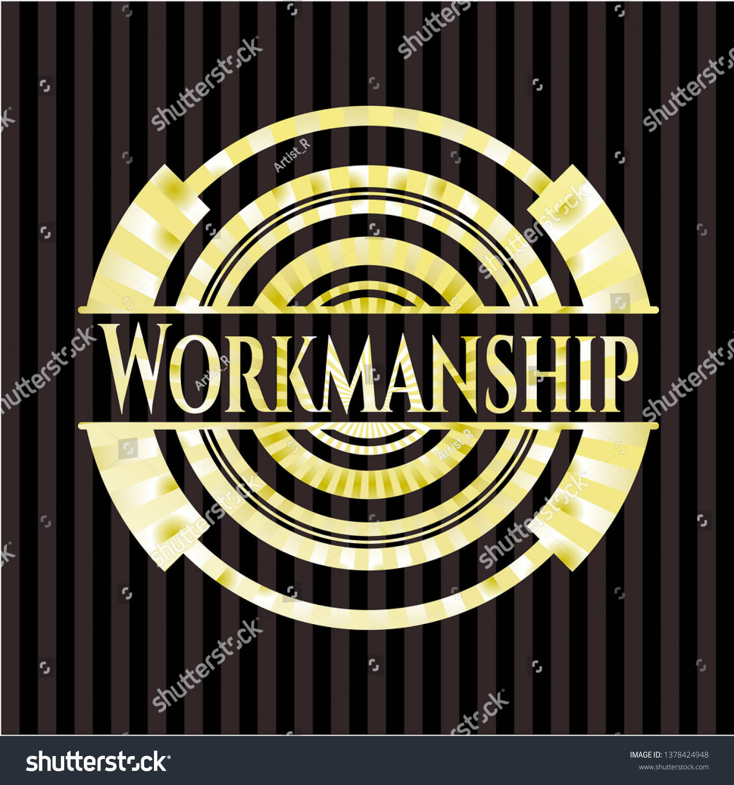 Workmanship Gold Shiny Badge Stock Vector (Royalty Free) 1378424948 ...