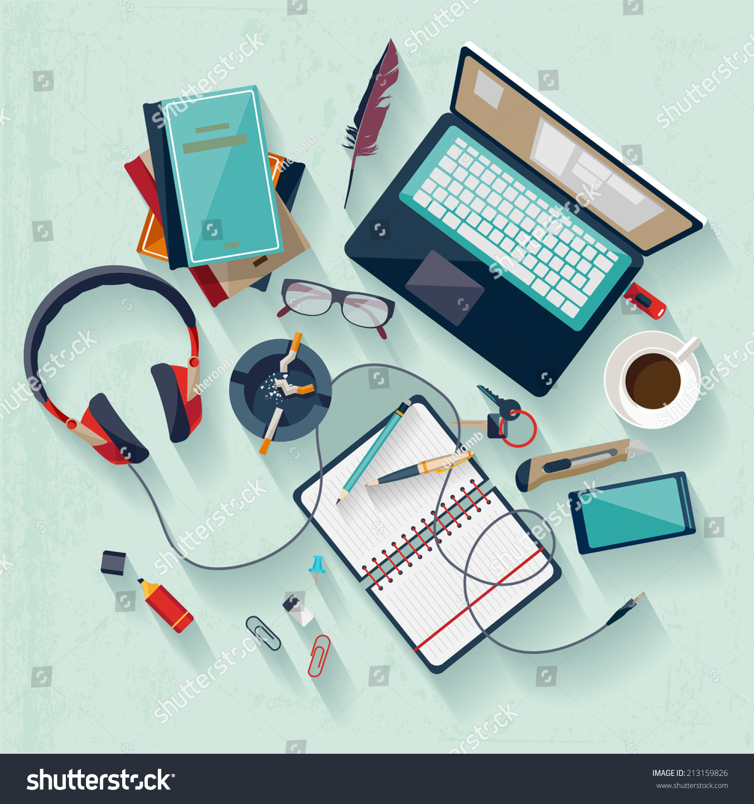 Workplace Concept Flat Design Stock Vector (Royalty Free) 213159826 ...