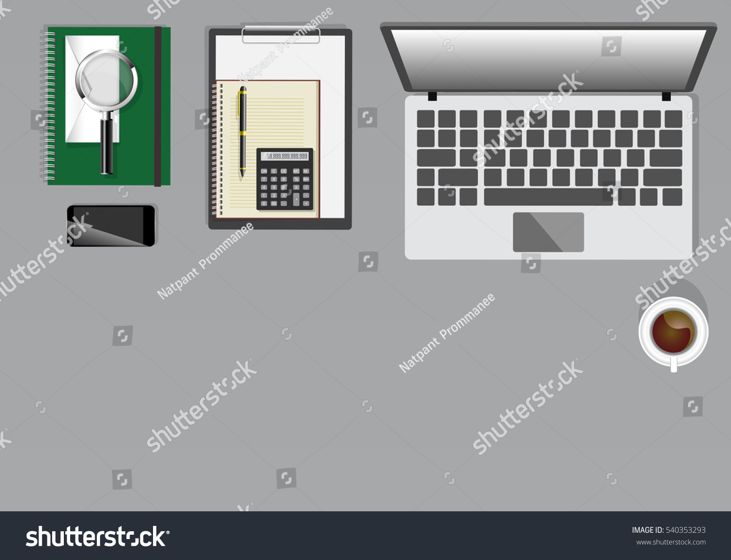 Workplace Concept Web Banner Table Surface Stock Vector (Royalty Free ...