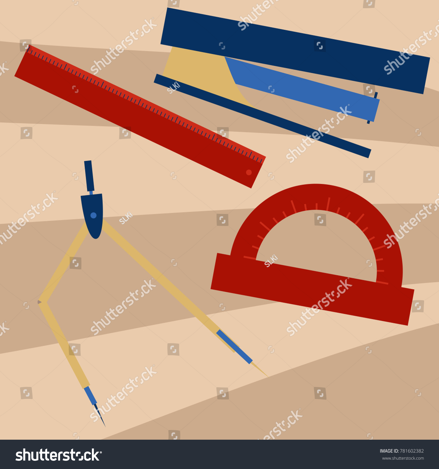 Workplace Desk Ruler Compass Stapler Top Stock Vector (Royalty Free ...