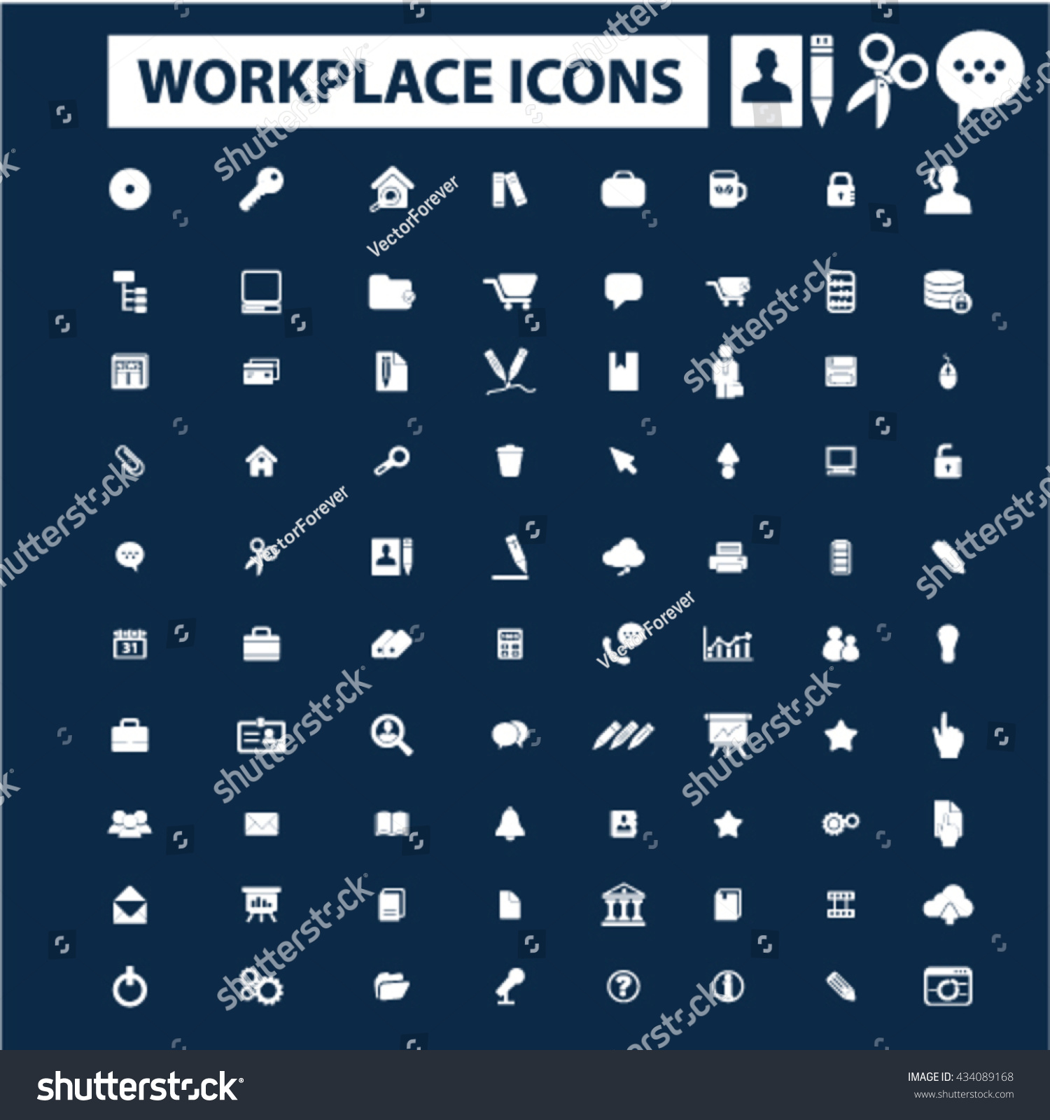 Workplace Icons Stock Vector (Royalty Free) 434089168