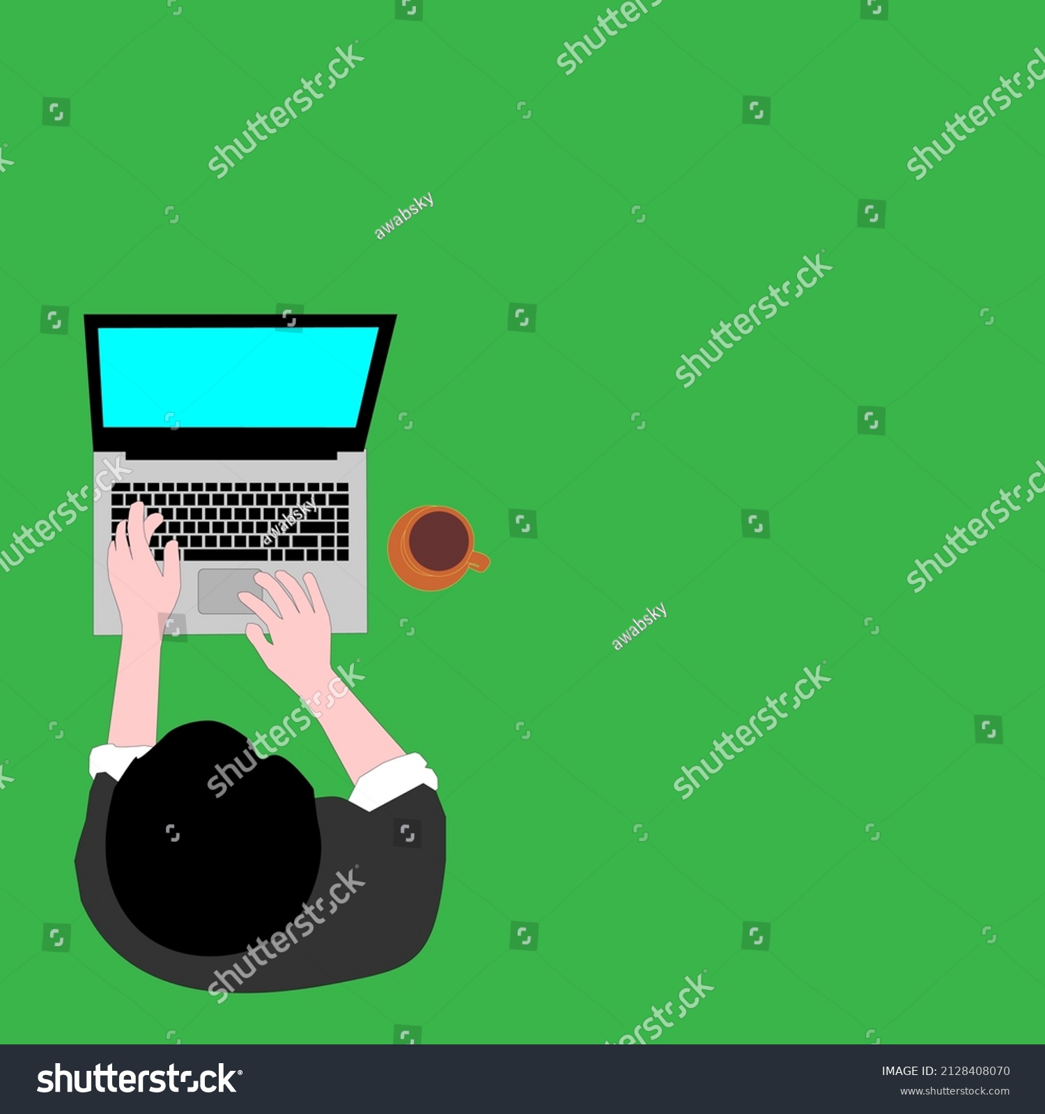 Workplace Top View Vector Illustration Isolated Stock Vector (Royalty ...