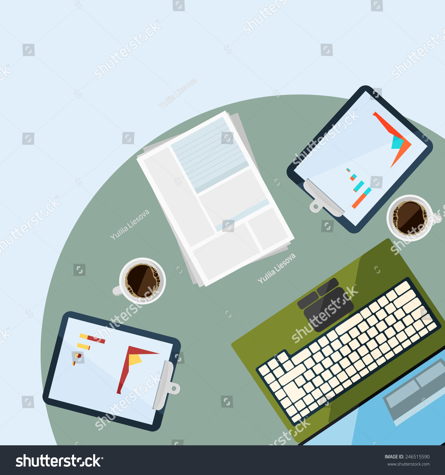 Workplace Electronic Devices Flat Design Stock Vector (Royalty Free ...