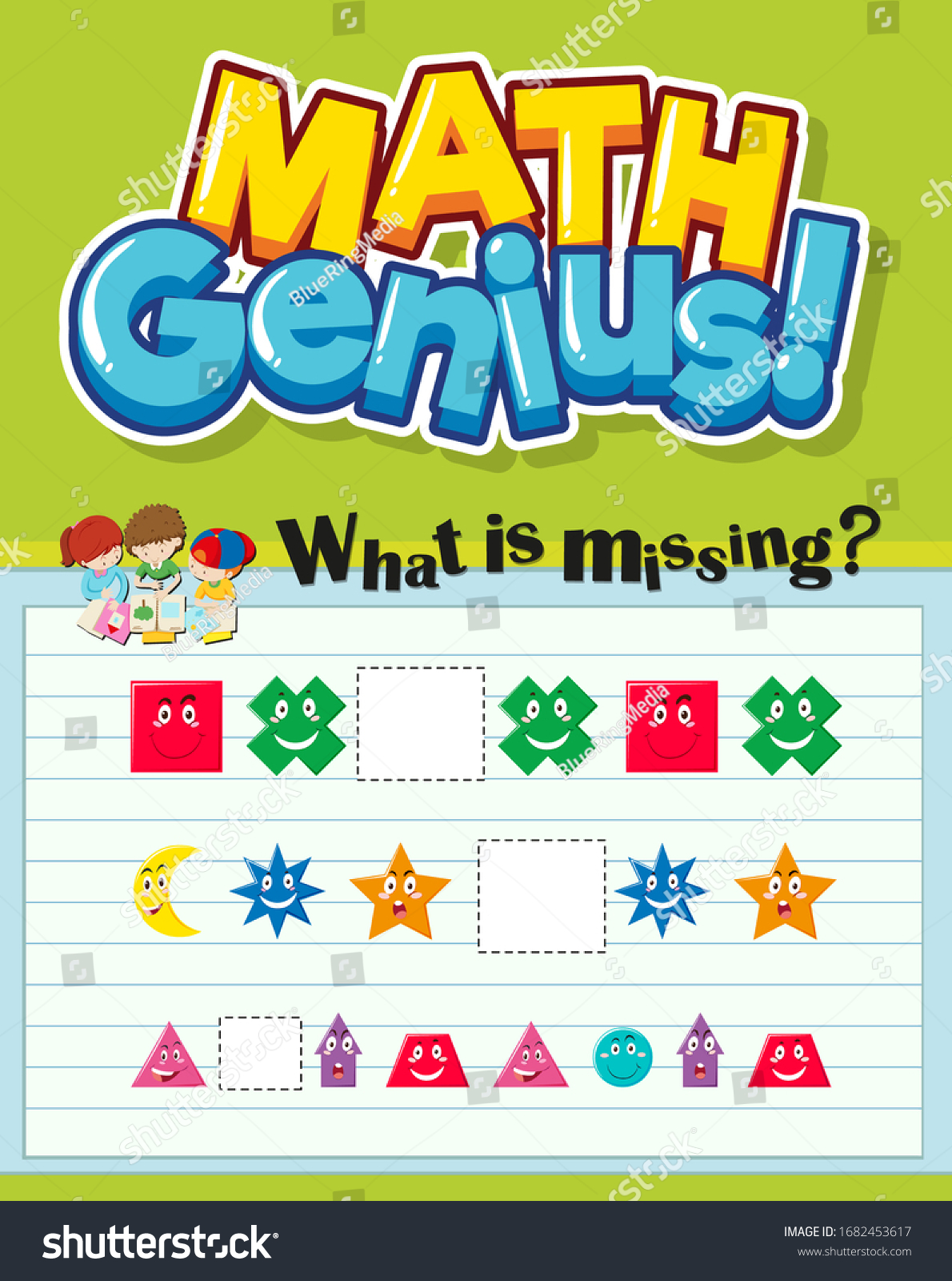 Worksheet Design Math Genius Missing Shapes Stock Vector (Royalty Free ...