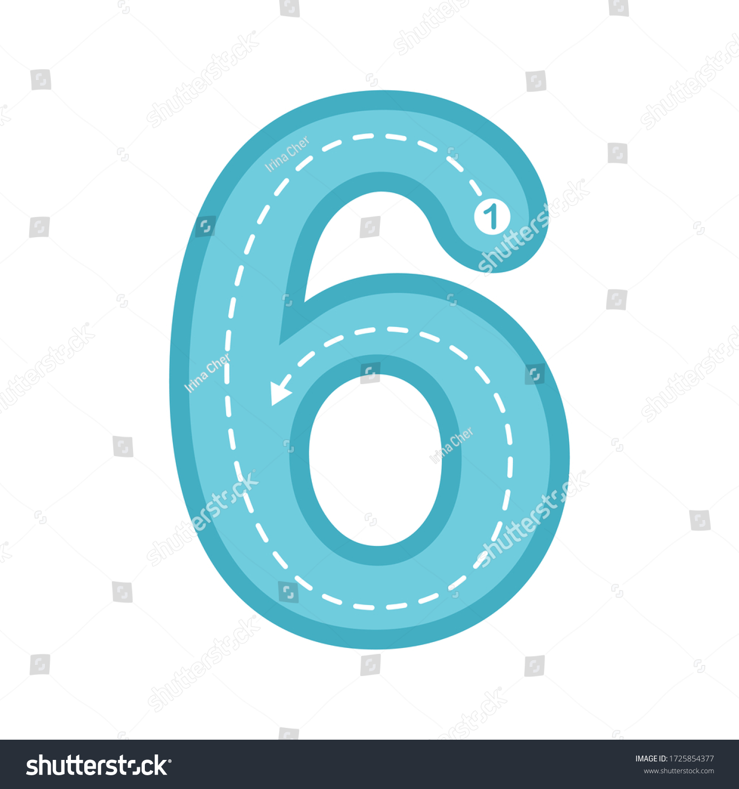 Worksheet Learning Numbers Number 6 Stock Vector (Royalty Free) 1725854377