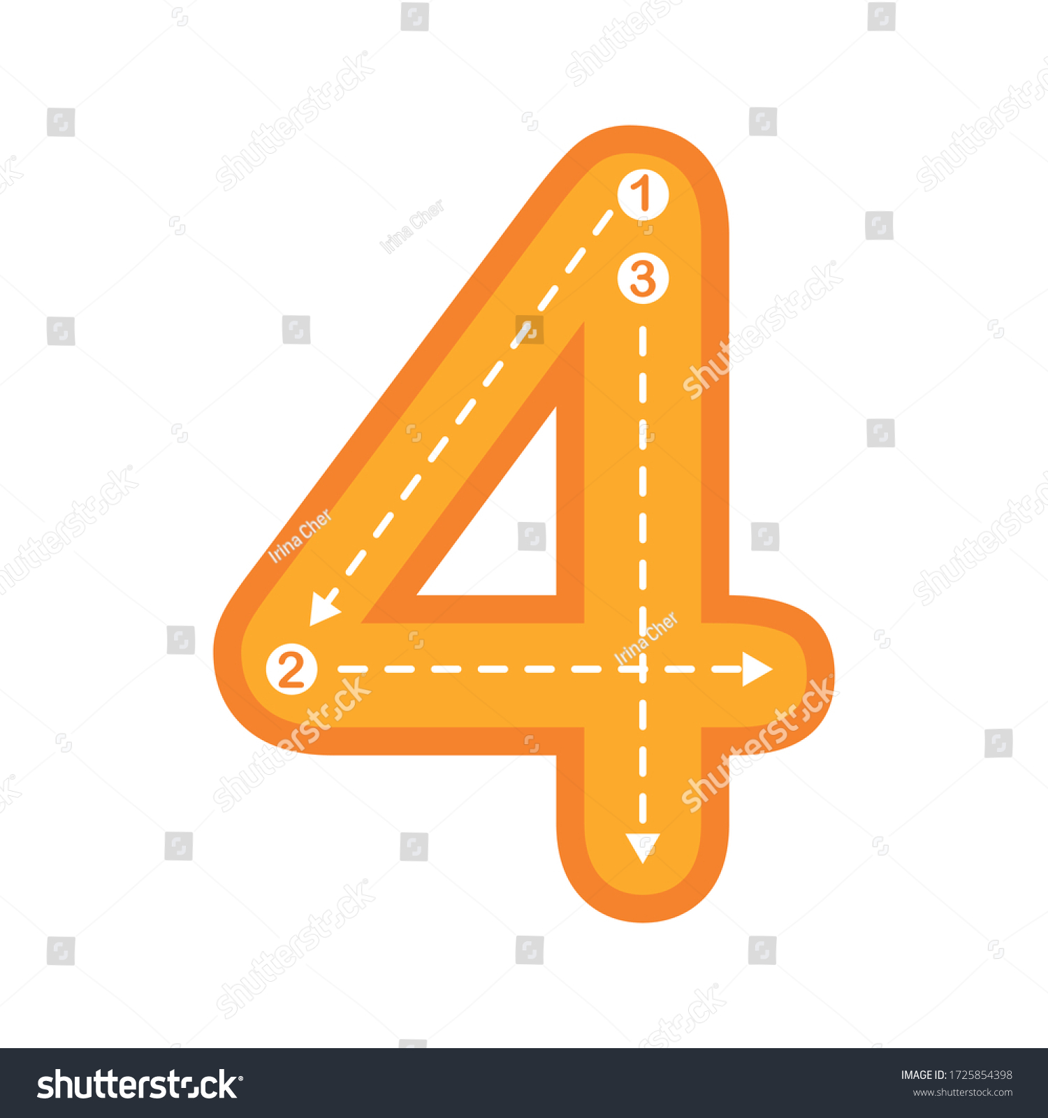 Worksheet Learning Numbers Number 4 Stock Vector (Royalty Free) 1725854398