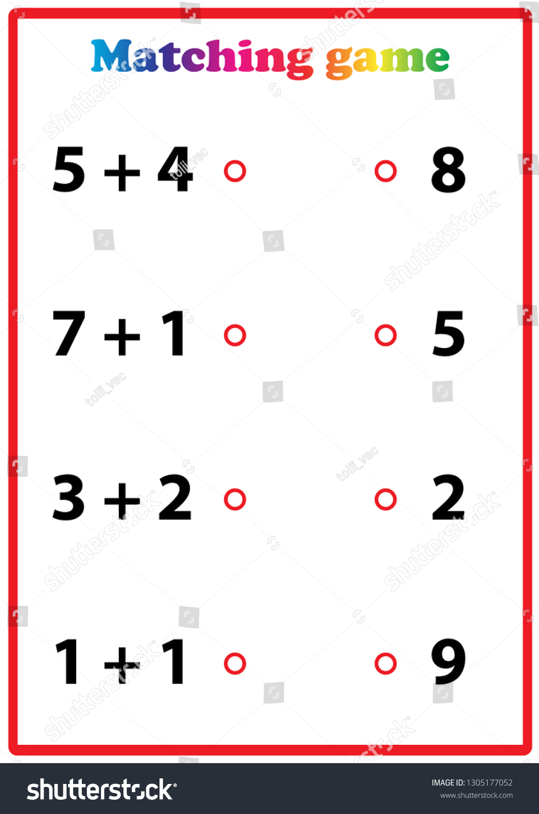 Worksheet Mathematical Puzzle Game Learning Mathematics Stock Vector ...