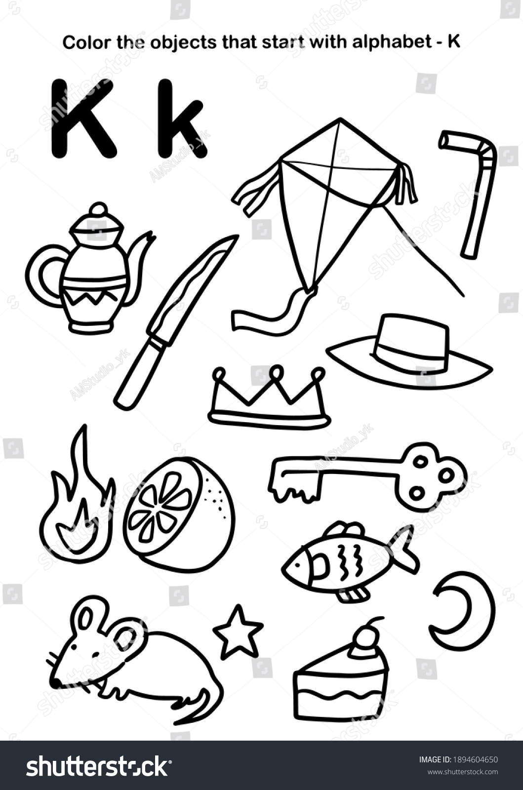 Worksheet Printable Activity Book Color Objects Stock Vector (Royalty ...