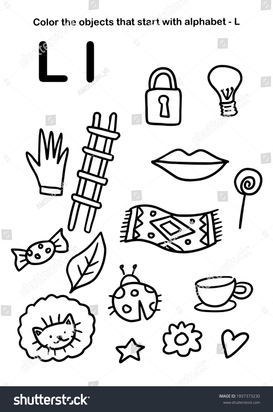 Worksheet Printable Activity Book Color Objects Stock Vector (Royalty ...